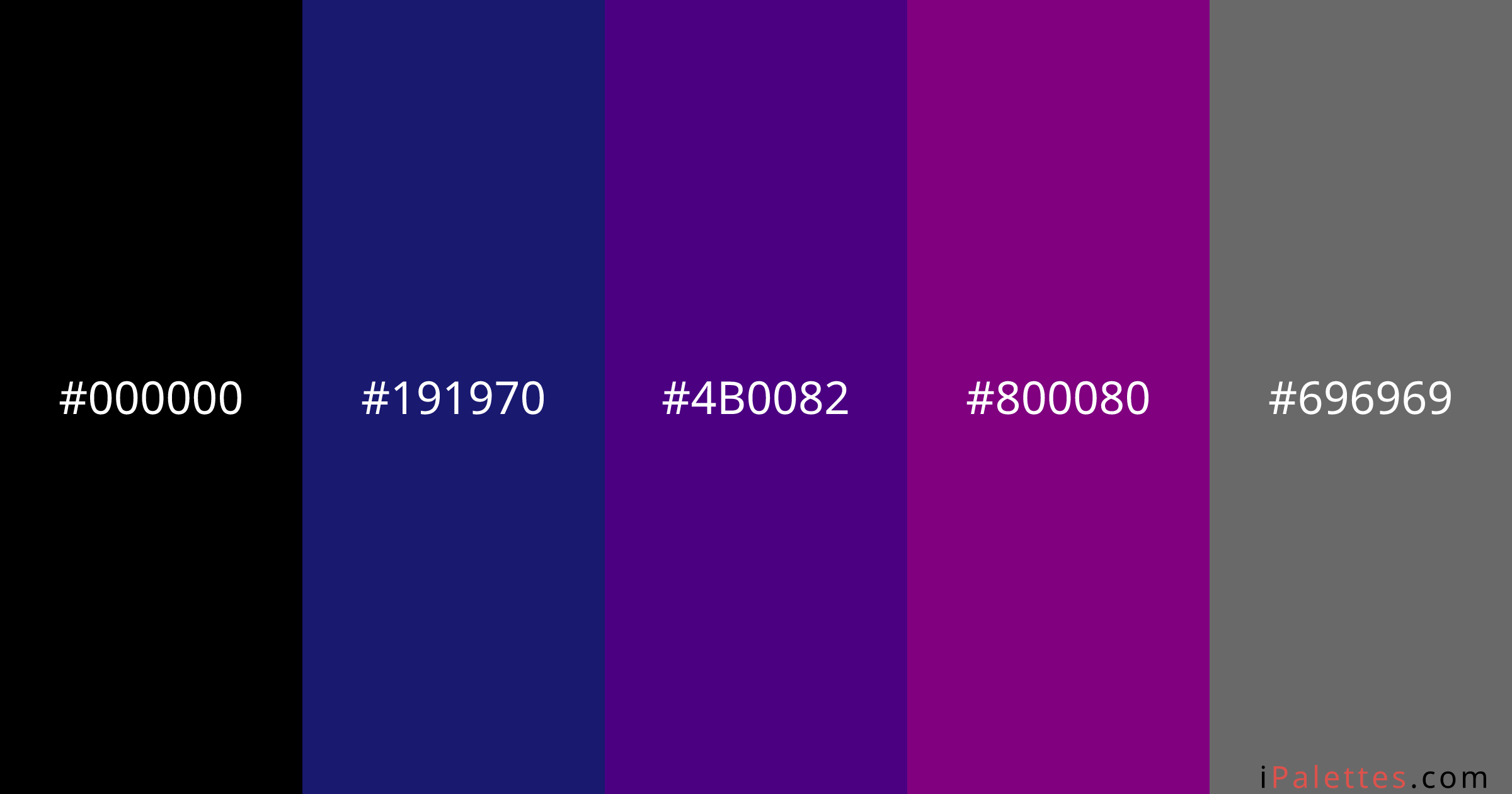 Gothics Color Palette and colors #000000 #191970 #4B0082 #800080 ...