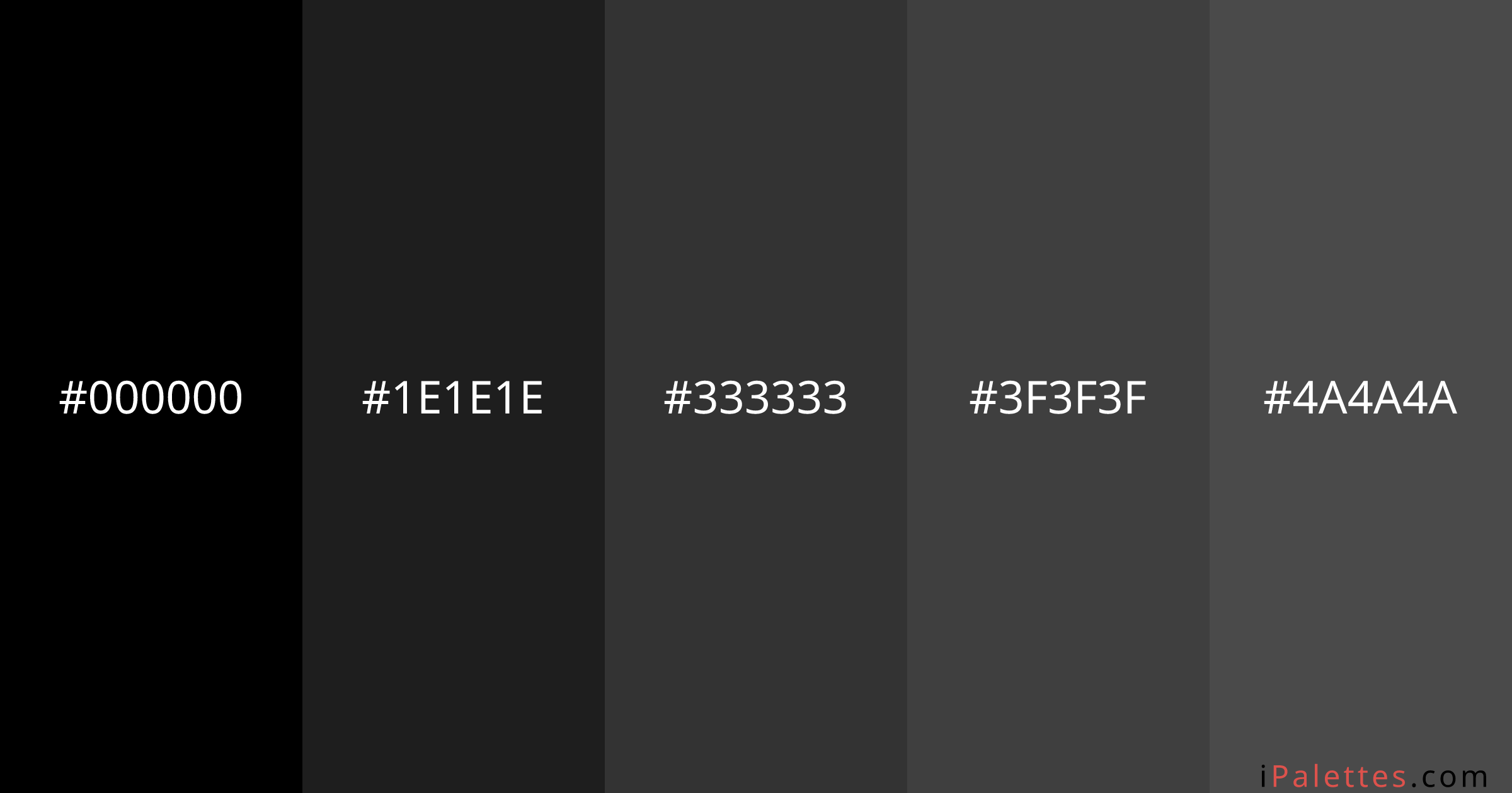 Deep winter Color Palette and colors #000000 #1E1E1E #333333 #3F3F3F ...