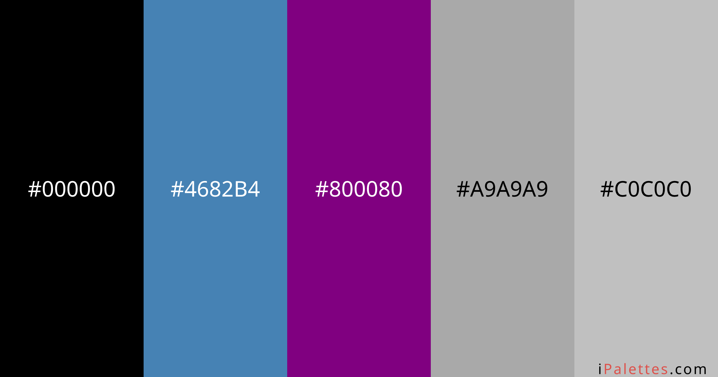 Mulholland drive Color Palette and colors #000000 #4682B4 #800080 # ...