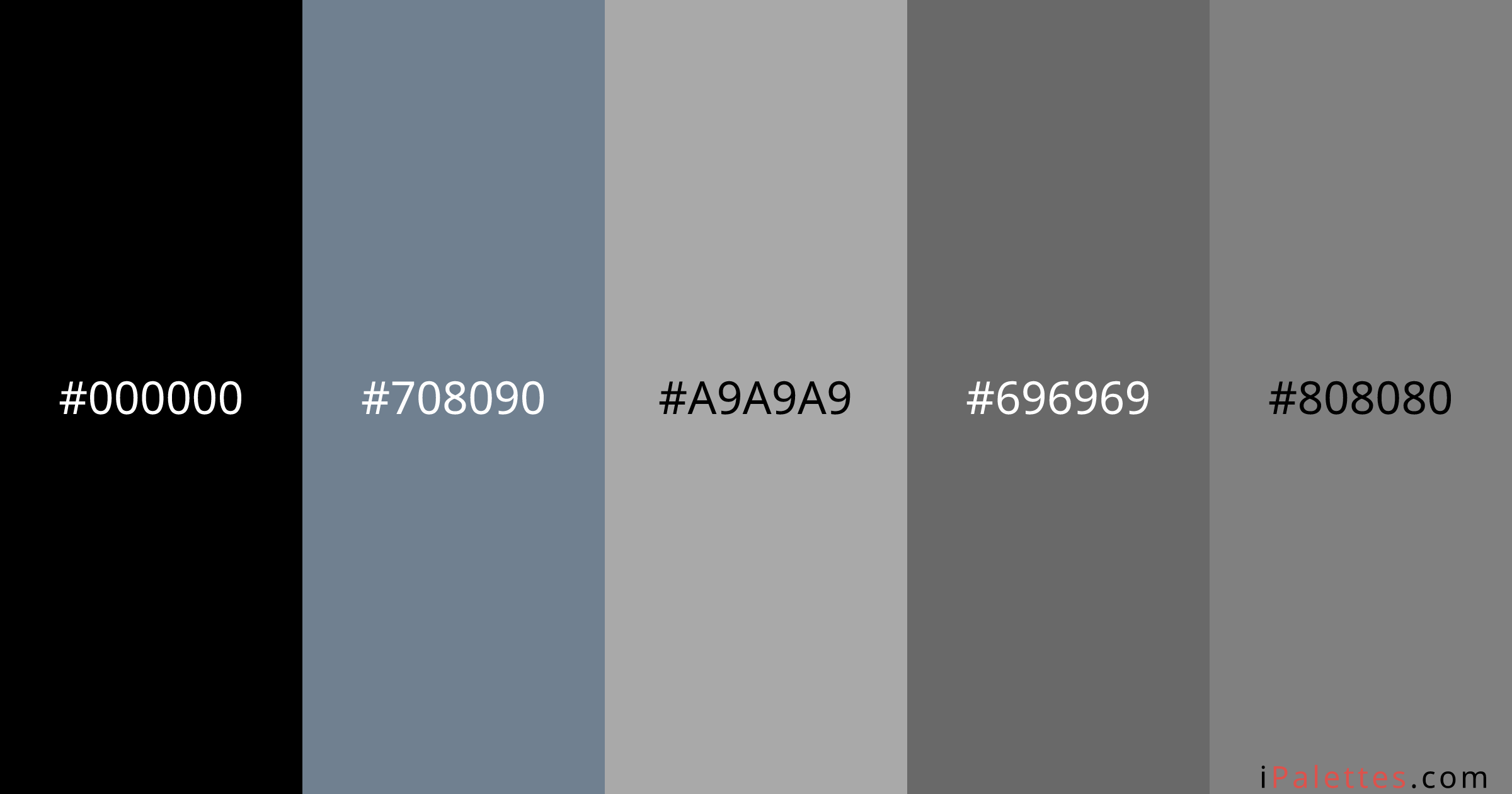 Sad Color Palette and colors #000000 #708090 #A9A9A9 #696969 #808080 ...