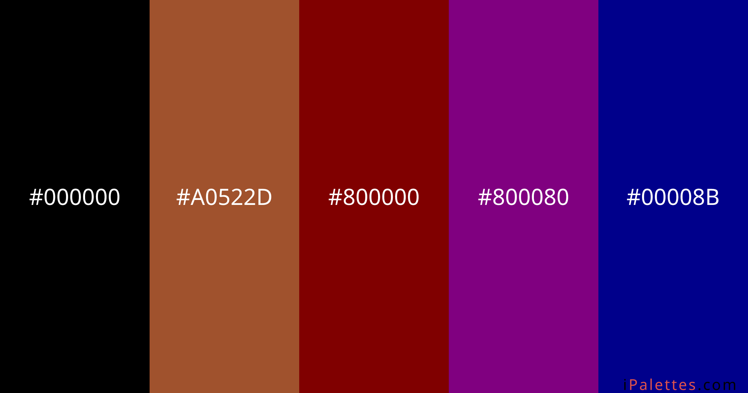 Romanticism Color Palette and colors #000000 #A0522D #800000 #800080 ...
