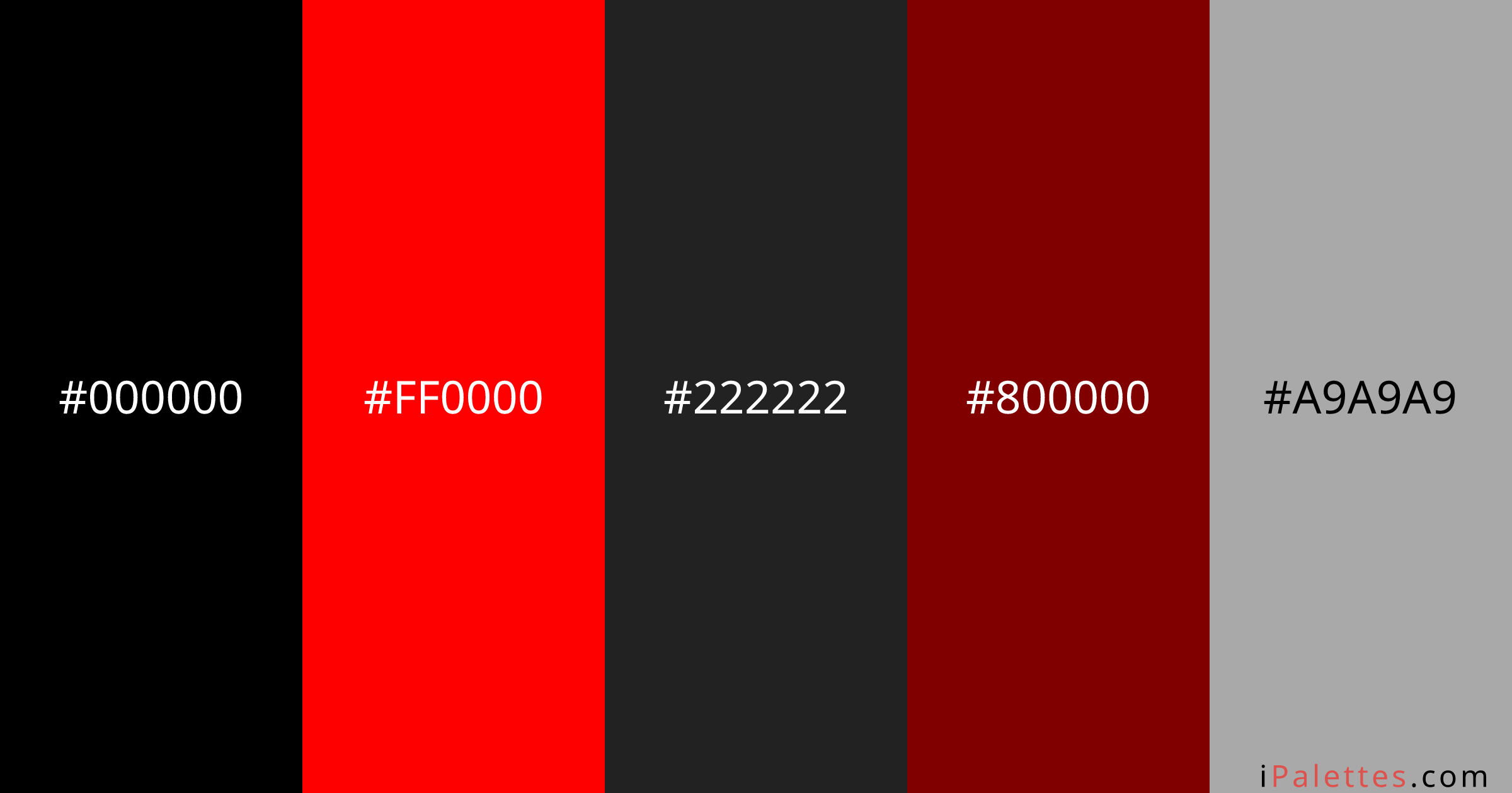 Black and red Color Palette and colors #000000 #FF0000 #222222 #800000 ...