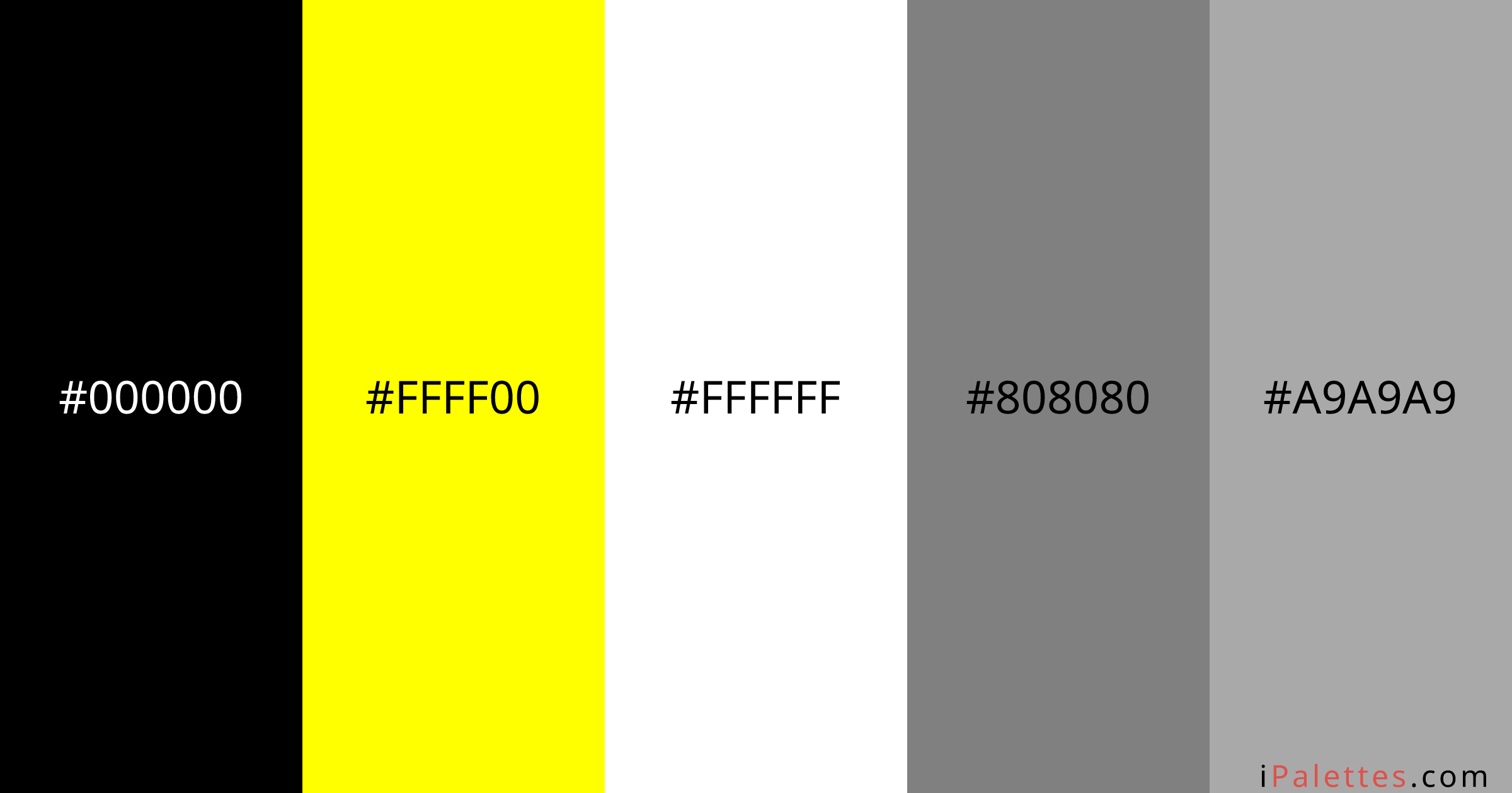Beetlejuice Color Palette and colors #000000 #FFFF00 #FFFFFF #808080 # ...