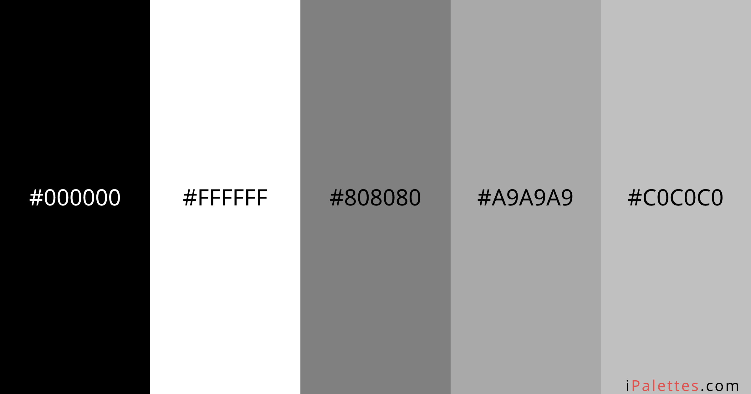 12 Color Palette and colors #000000 #FFFFFF #808080 #A9A9A9 #C0C0C0 ...
