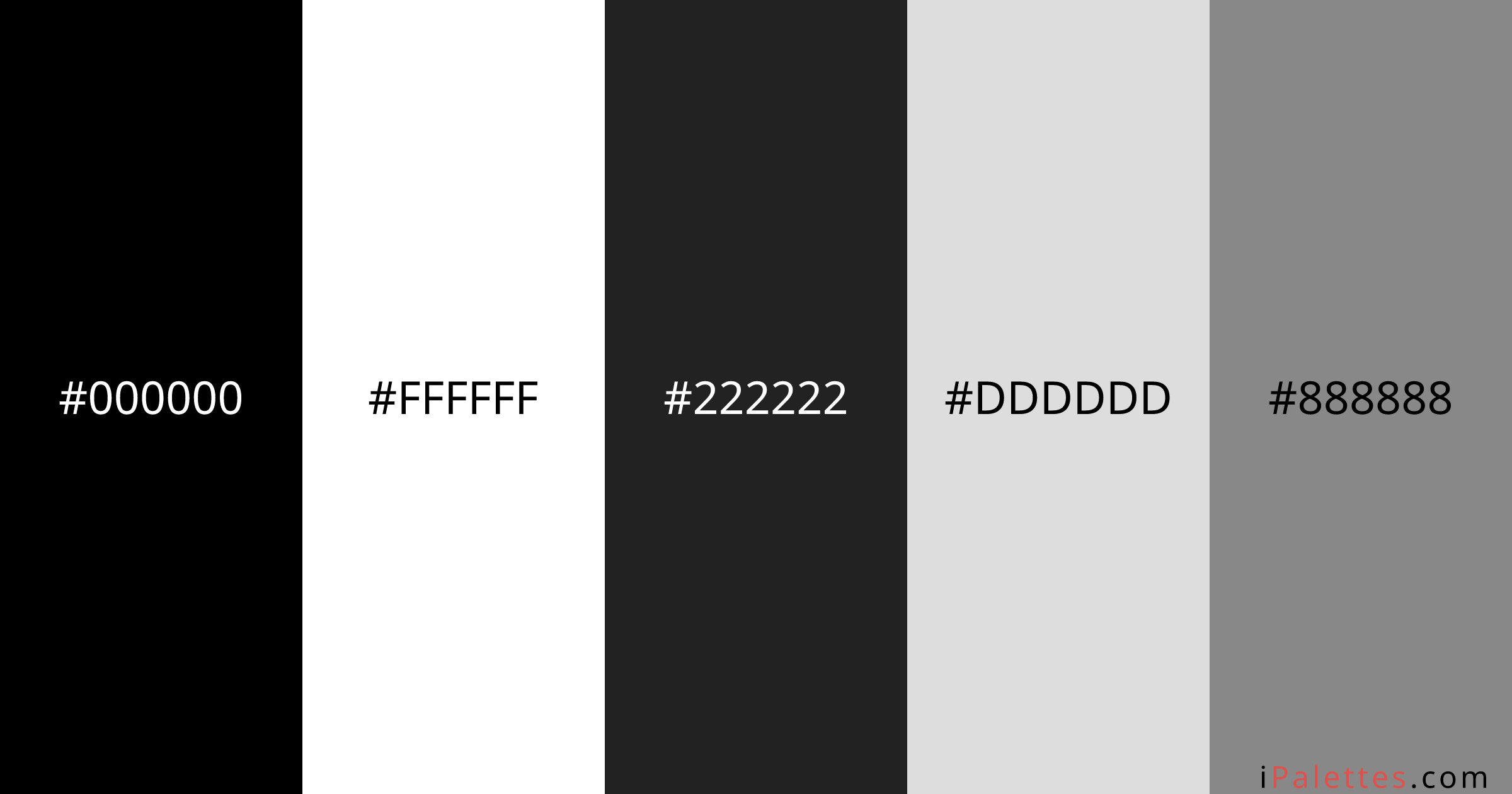 Black and white Color Palette and colors #000000 #ffffff #222222 # ...