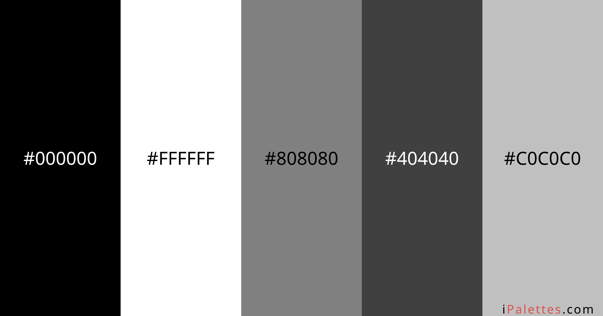 Black and white Color Palette and colors #000000 #ffffff #808080 ...
