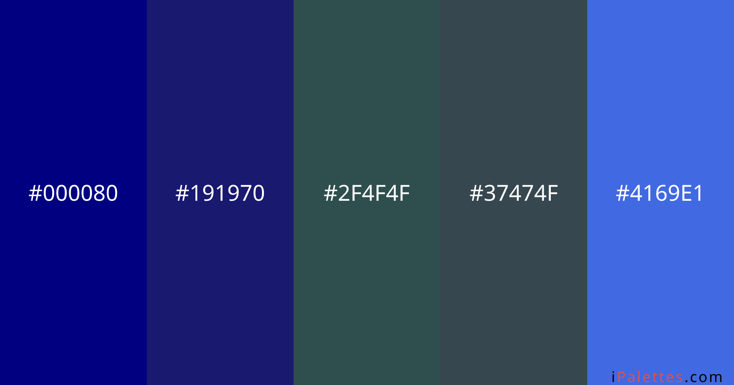 Navy Color Palette and colors #000080 #191970 #2f4f4f #37474f #4169e1 ...