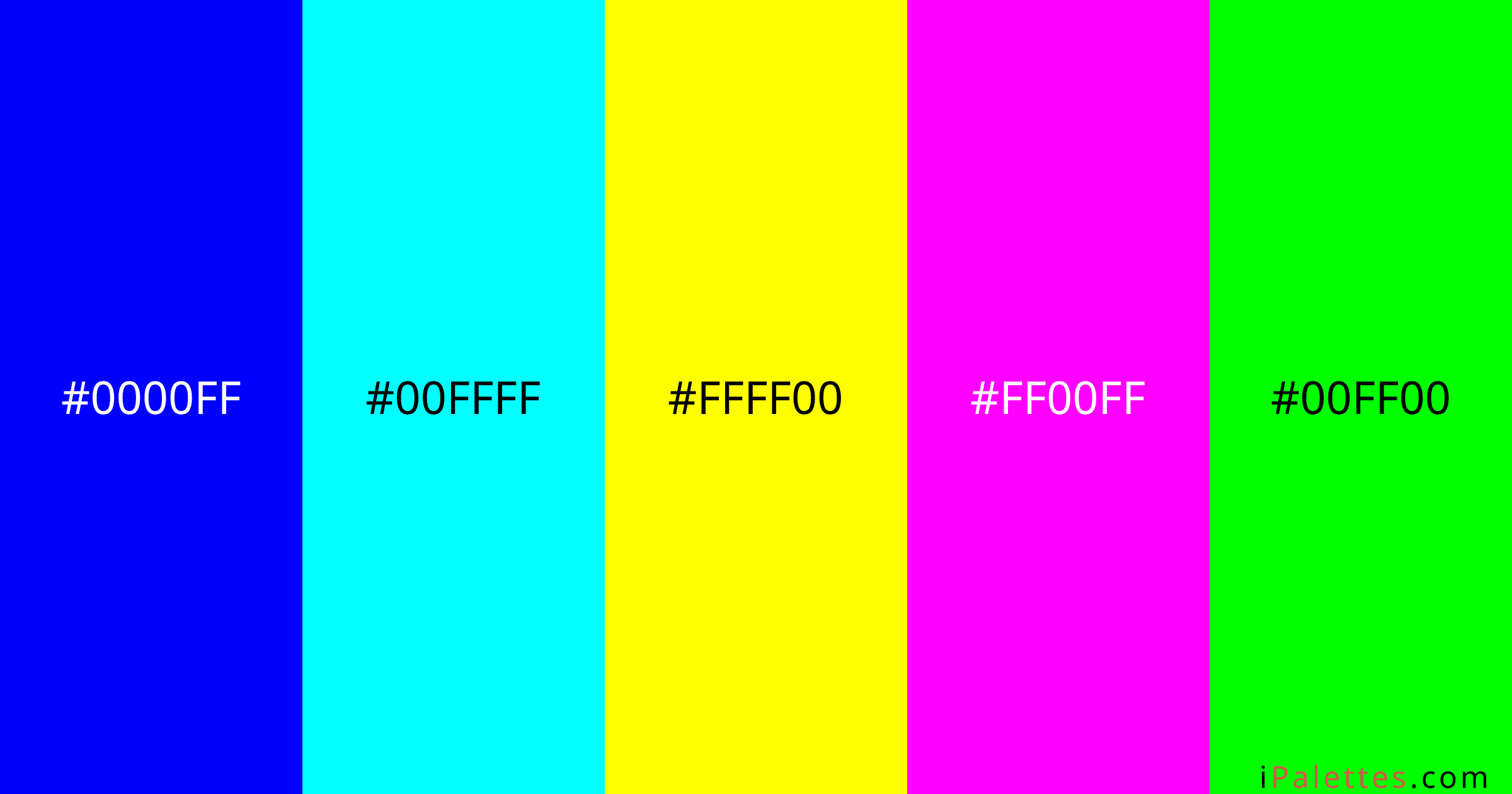 Zavin Color Palette and colors #0000ff #00ffff #ffff00 #ff00ff #00ff00 ...
