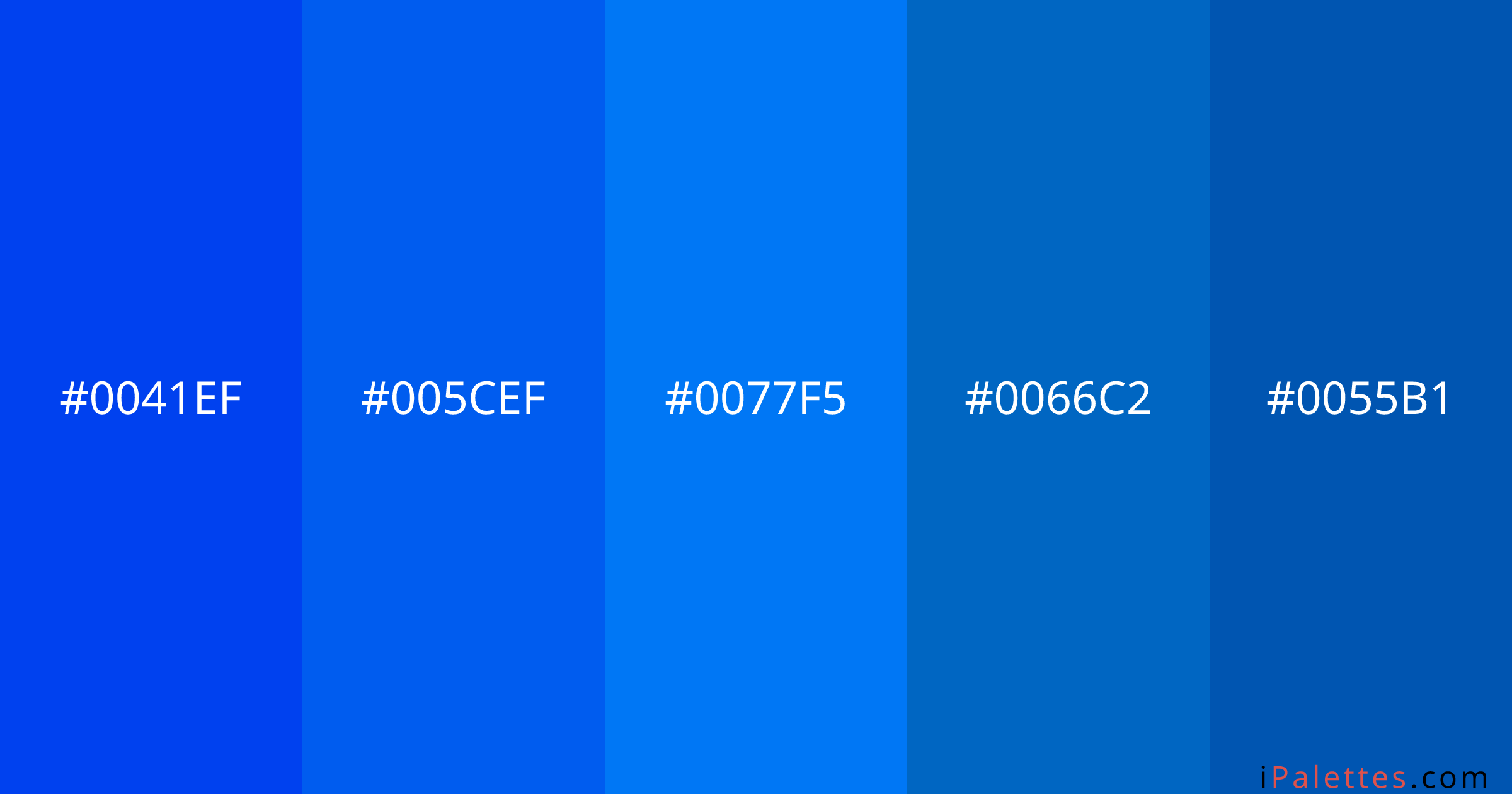 0041ef Color Palette and colors #0041ef #005cef #0077f5 #0066c2 #0055b1 ...