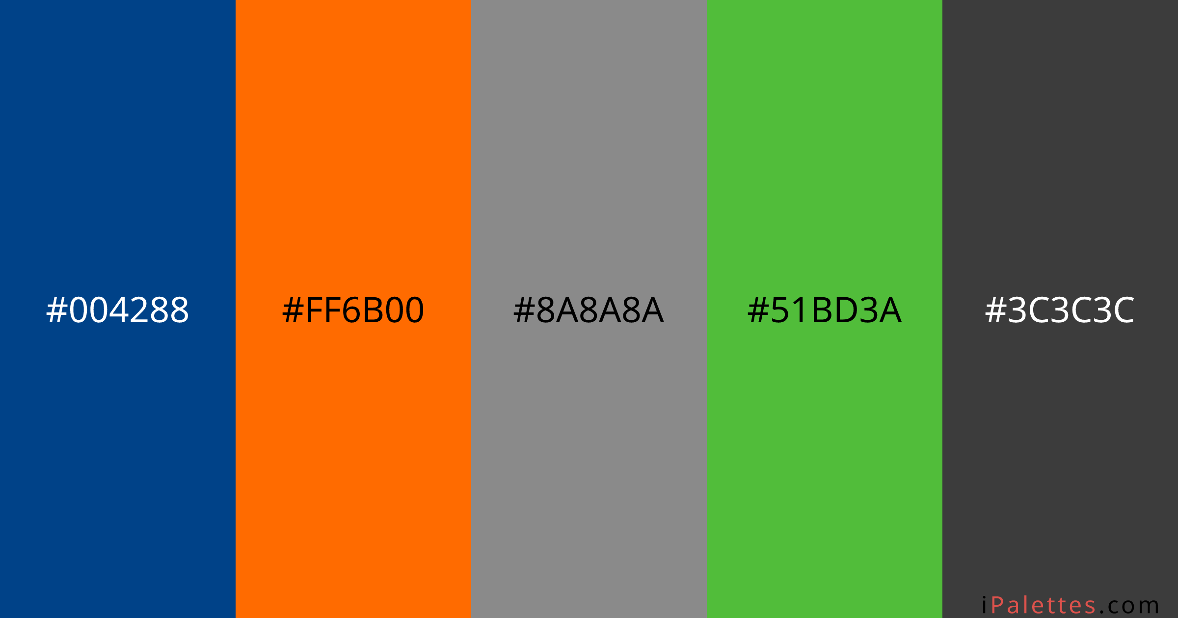 Germany Color Palette and colors #004288 #ff6b00 #8a8a8a #51bd3a ...
