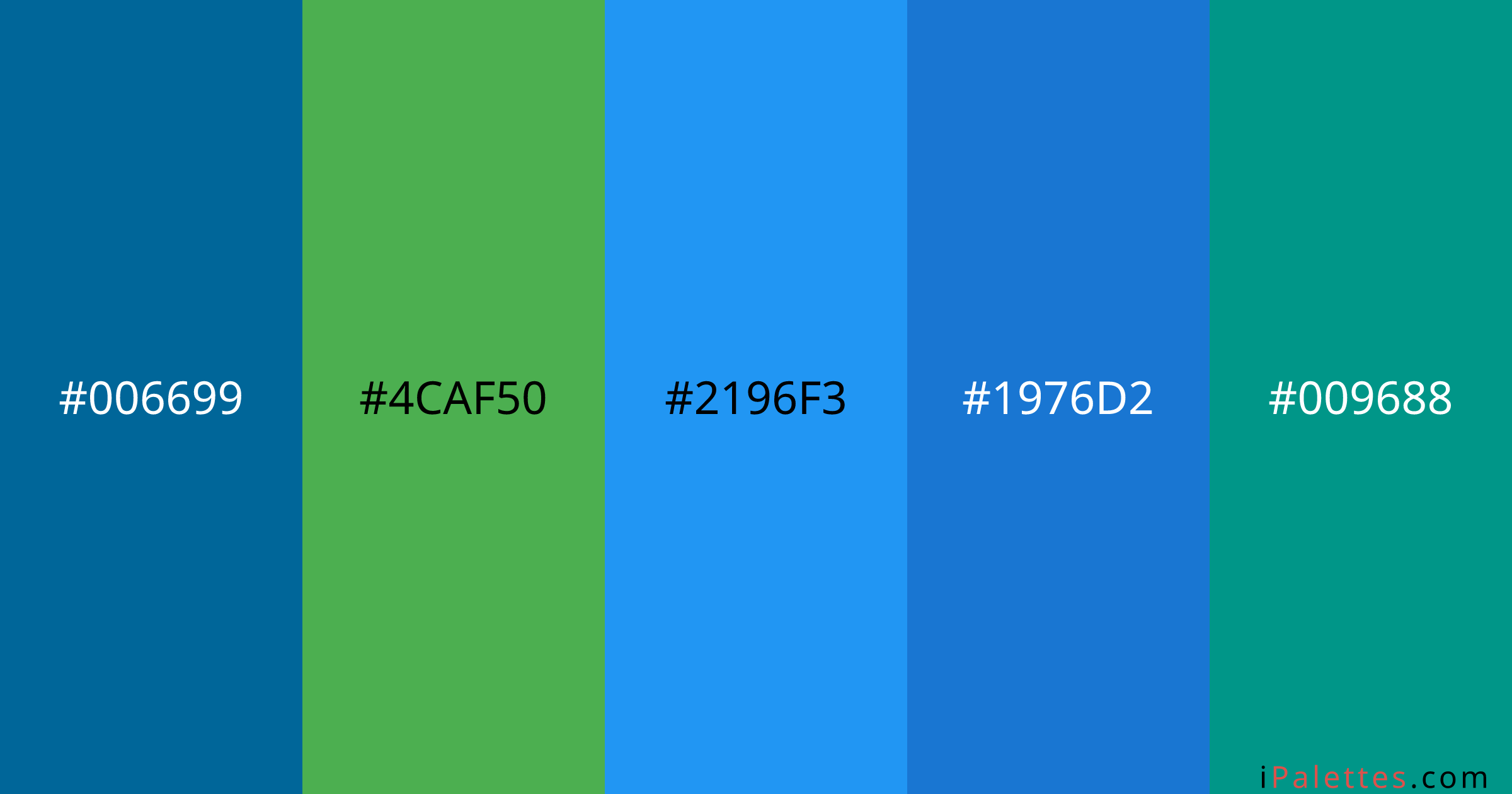 Ocean Color Palette and colors #006699 #4caf50 #2196f3 #1976d2 #009688 ...