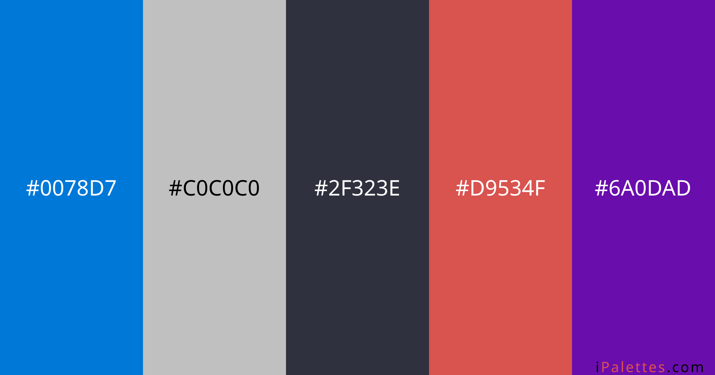 Microsoft Color Palette and colors #0078d7 #c0c0c0 #2f323e #d9534f ...