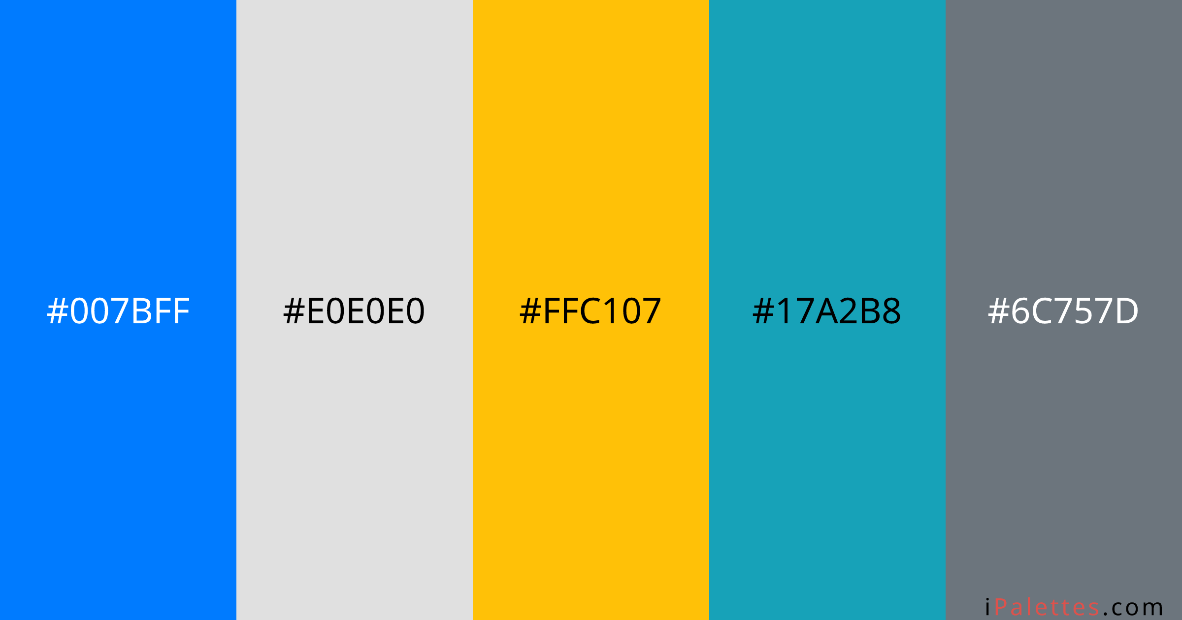 Tailwind Color Palette and colors #007bff #e0e0e0 #ffc107 #17a2b8 ...