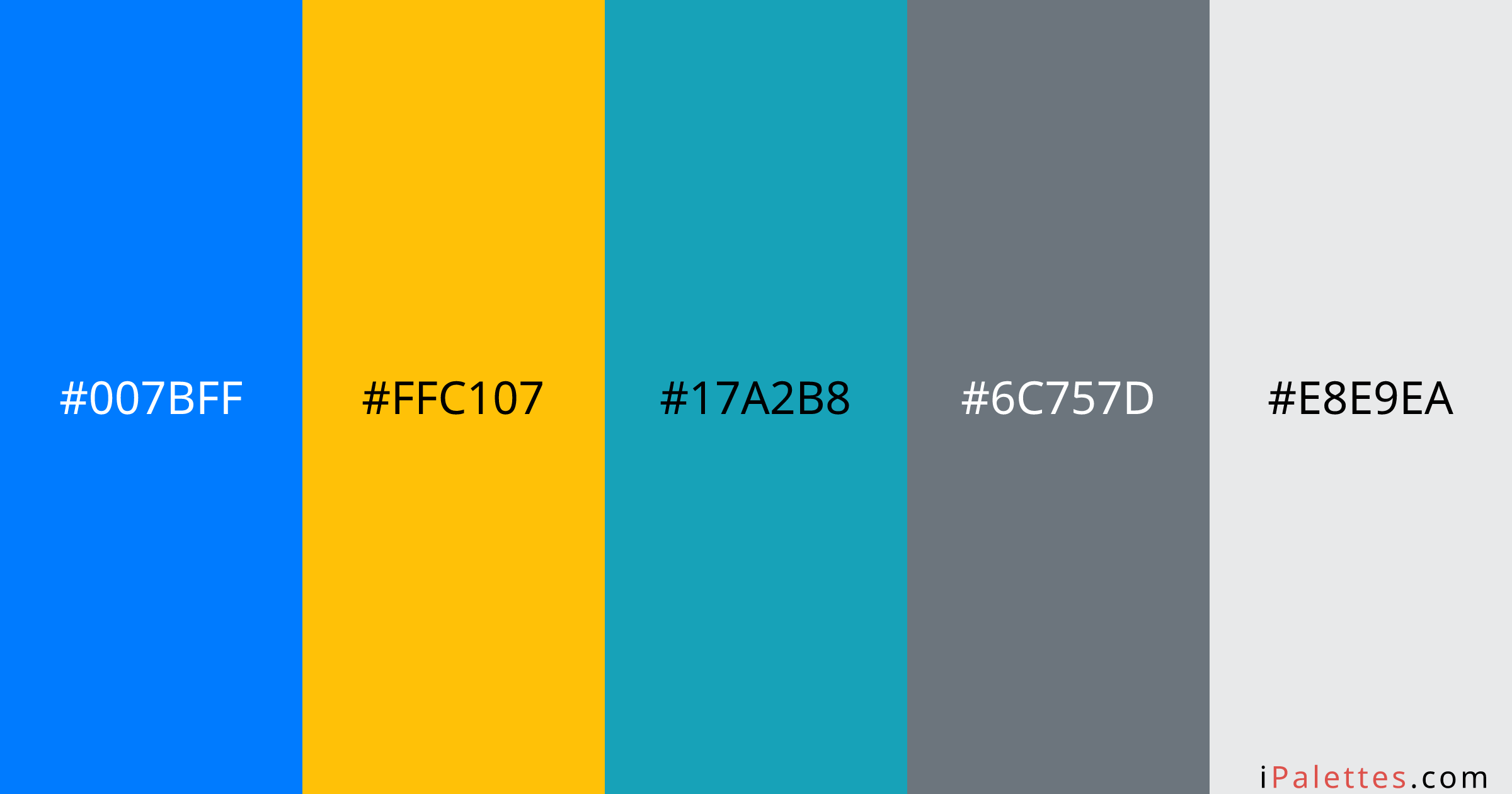 Tailwind Color Palette and colors #007bff #ffc107 #17a2b8 #6c757d # ...