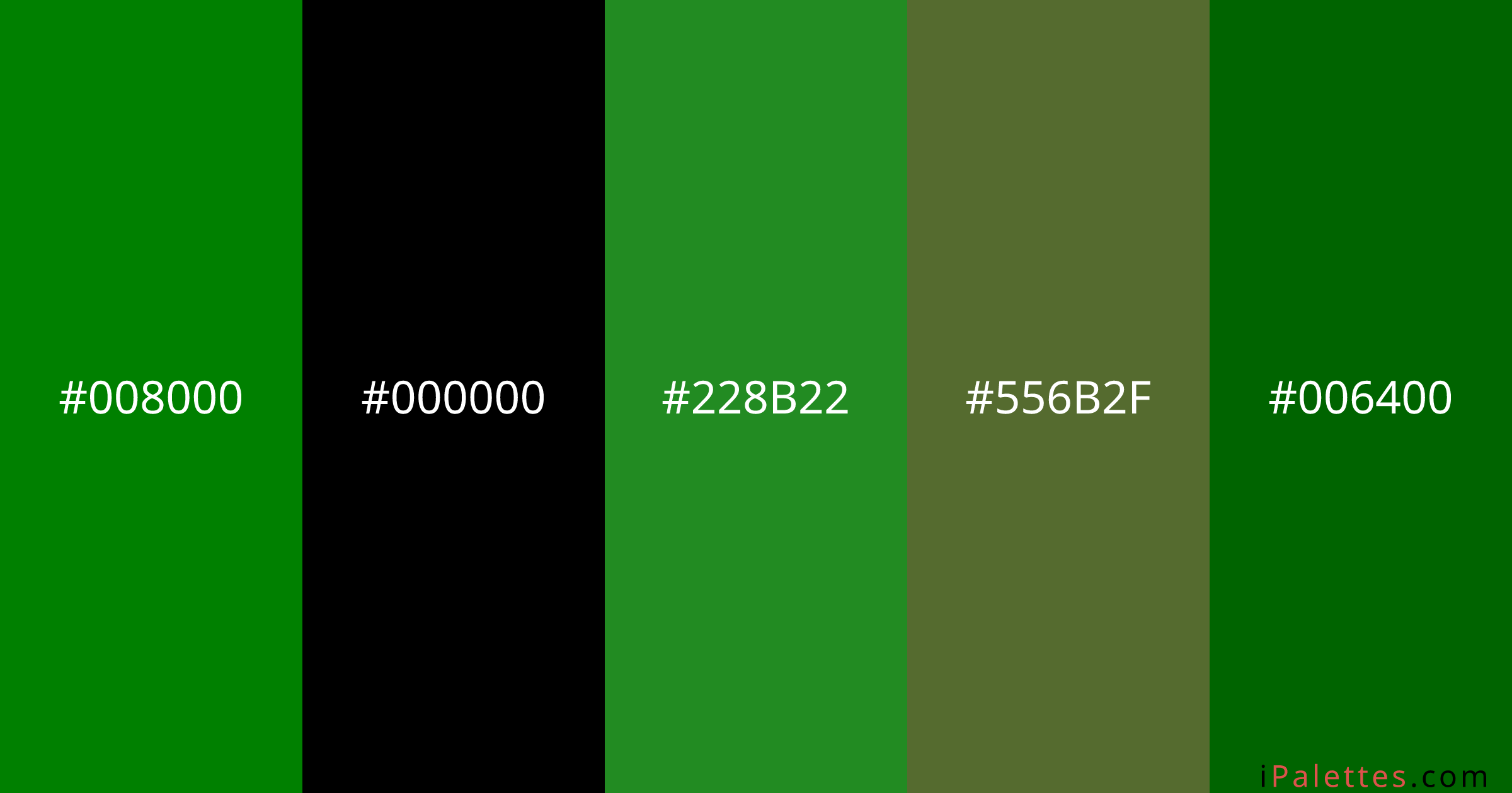 Green and Black Color Palette and colors #008000 #000000 #228B22 ...