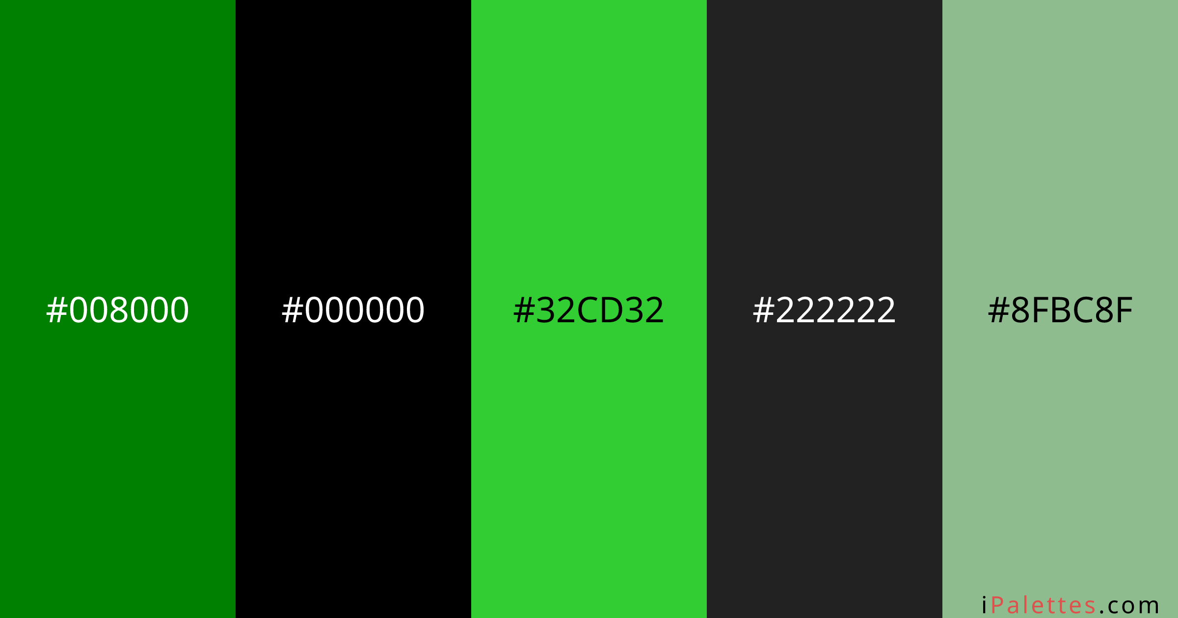 Green and black Color Palette and colors #008000 #000000 #32CD32 ...