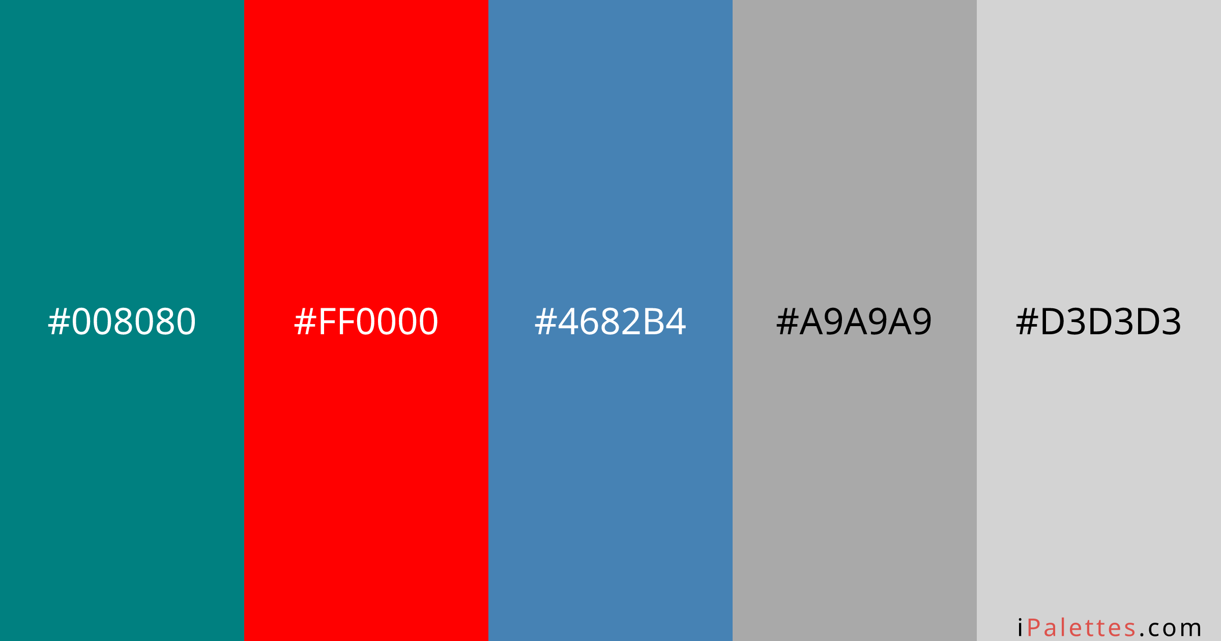 Coraline Color Palette and colors #008080 #FF0000 #4682B4 #A9A9A9 # ...