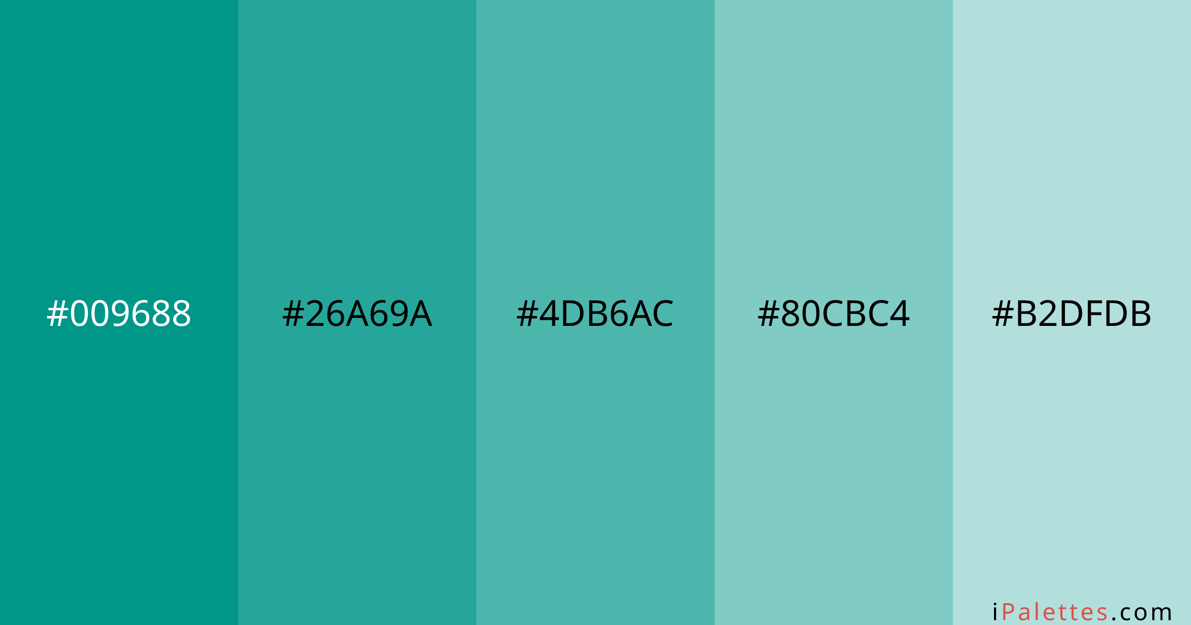 Jinx tattoo Color Palette and colors #009688 #26A69A #4DB6AC #80CBC4 # ...