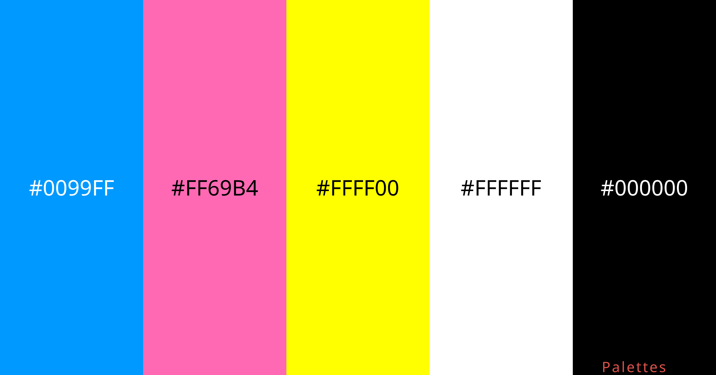 Sonic Color Palette and colors #0099FF #FF69B4 #FFFF00 #FFFFFF #000000 ...