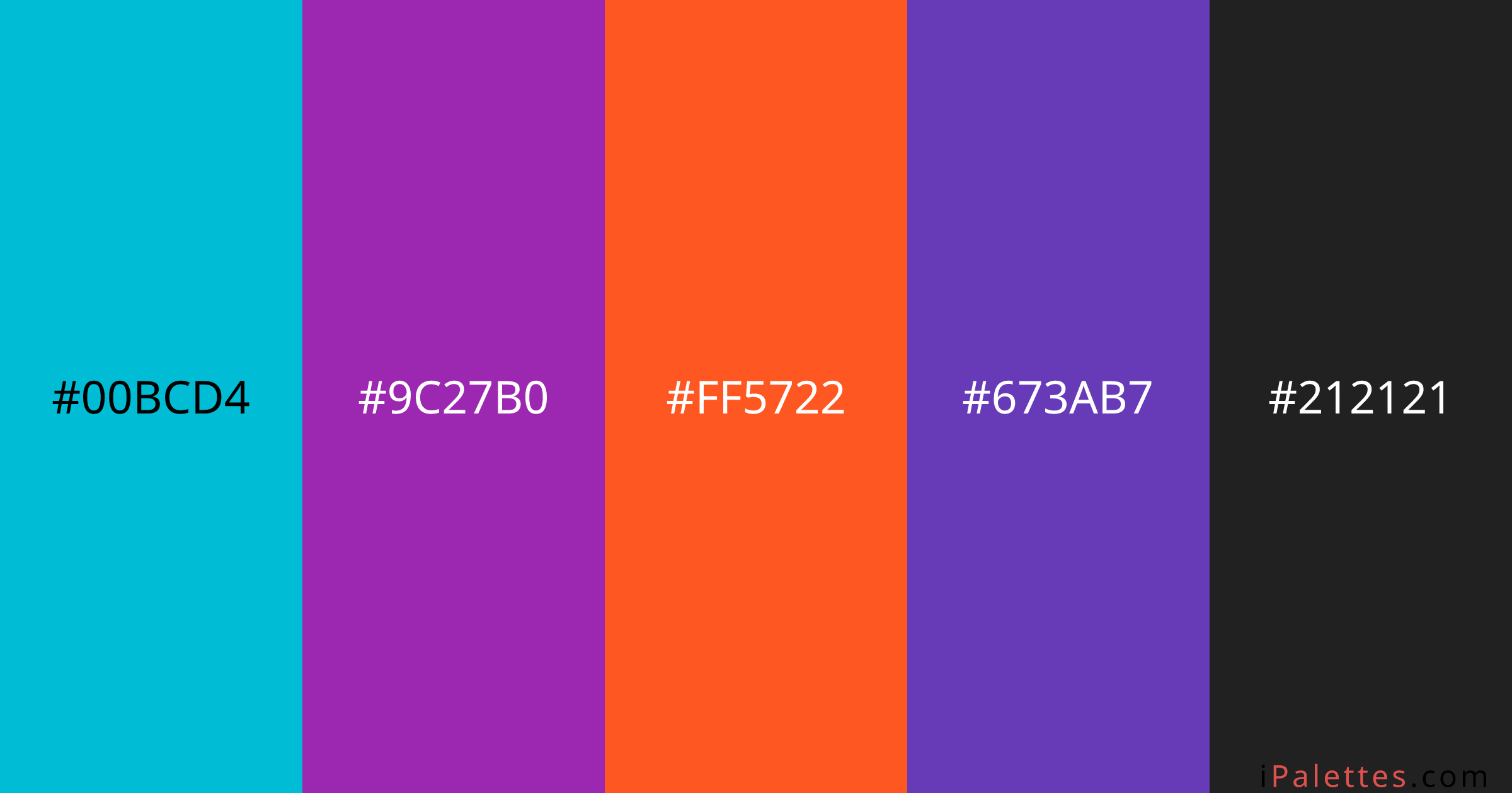 Cyberpunk Color Palette and colors #00BCD4 #9C27B0 #FF5722 #673AB7 ...