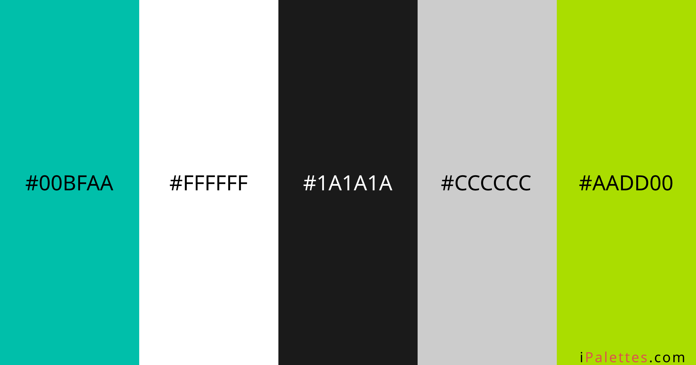 Olo Striking Contrast Color Palette and colors #00BFAA #FFFFFF #1A1A1A ...