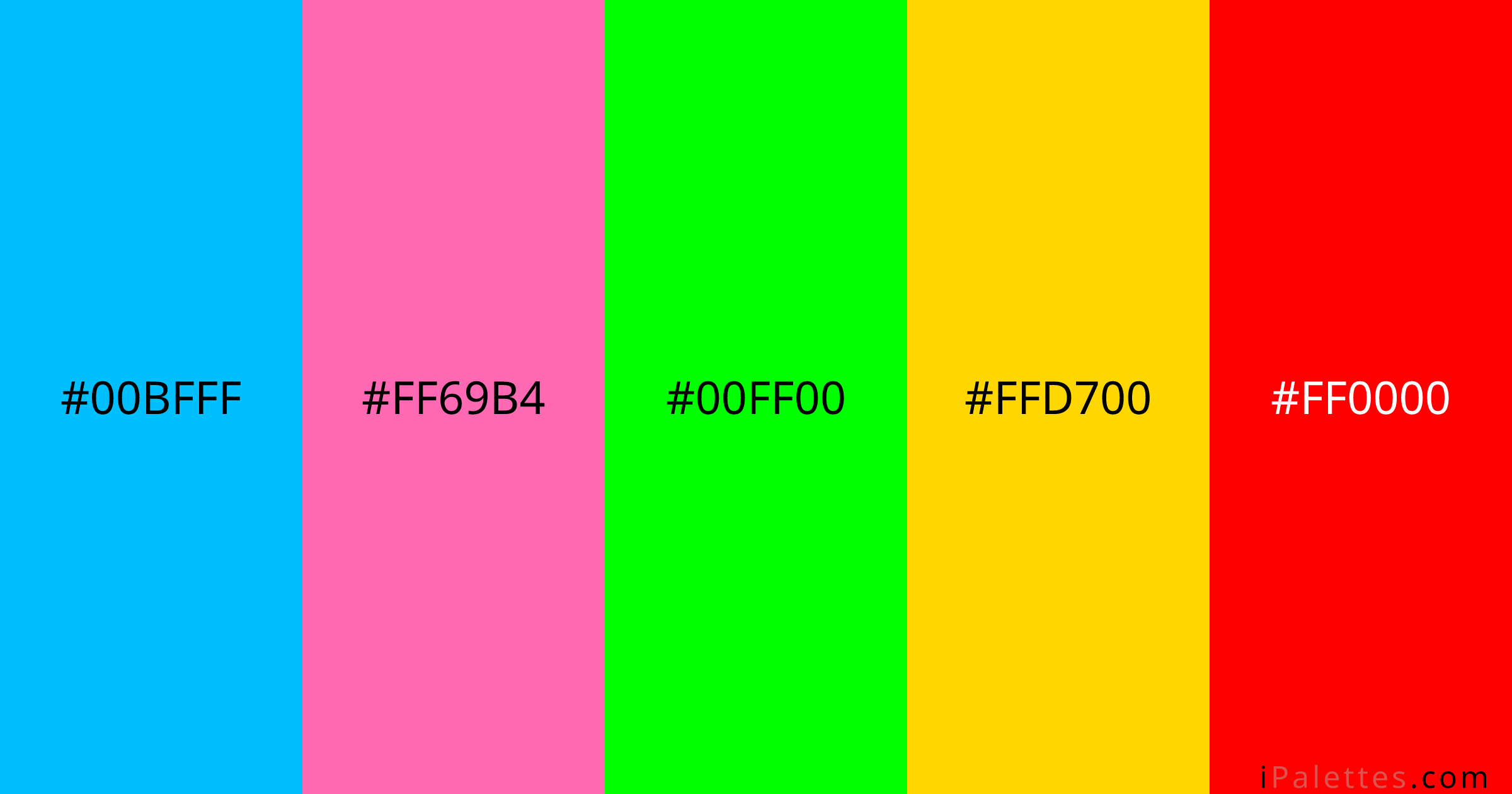 Disney Color Palette and colors #00BFFF #FF69B4 #00FF00 #FFD700 #FF0000 ...