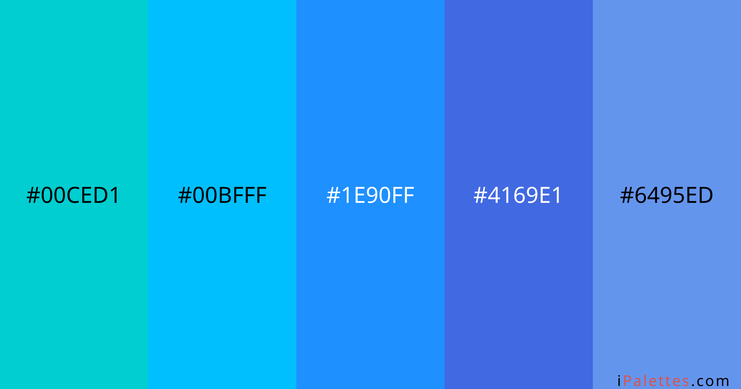 AI Color Palette and colors #00CED1 #00BFFF #1E90FF #4169E1 #6495ED ...