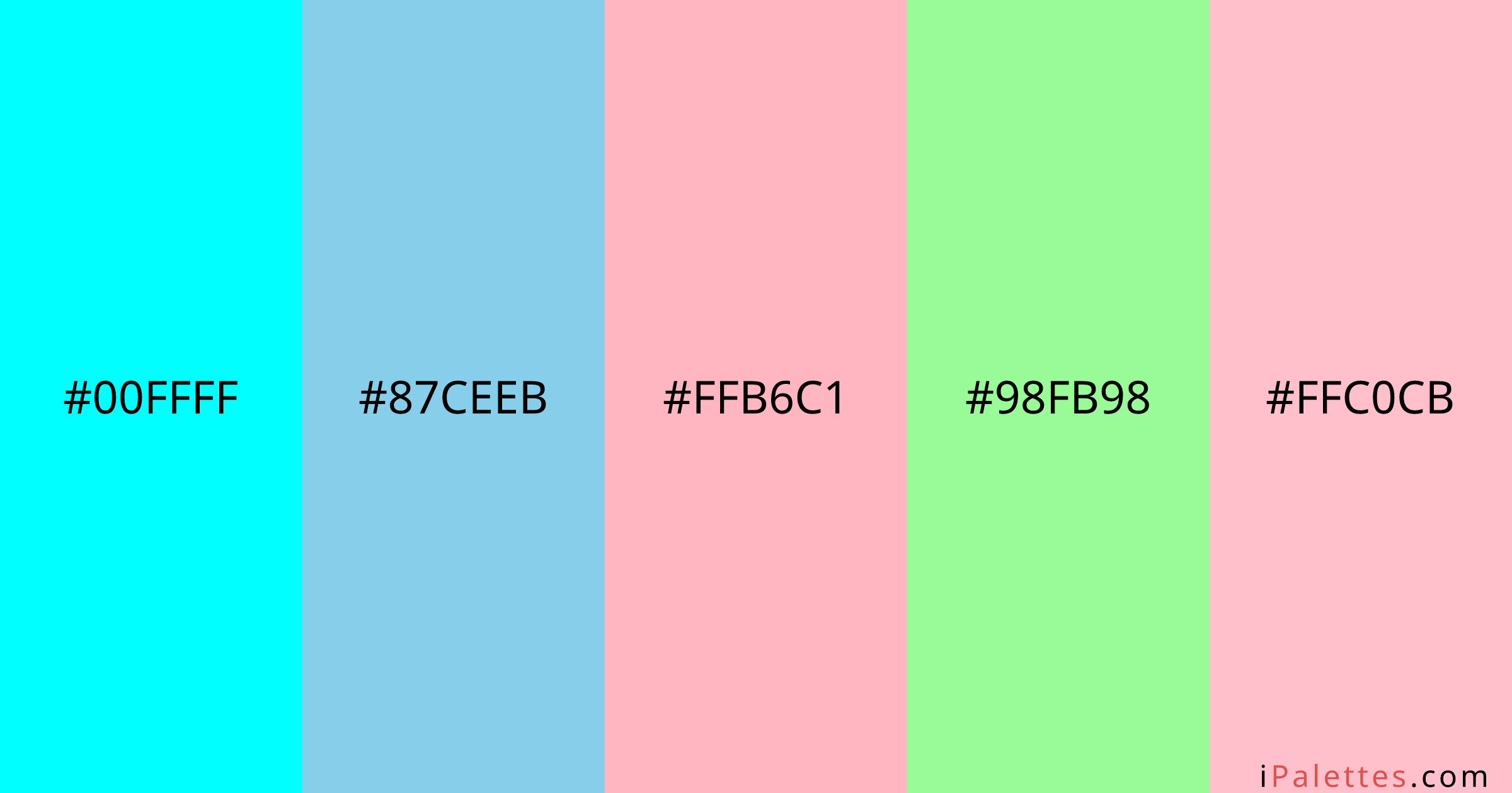 Vibrant blue green pink Color Palette and colors #00ffff #87ceeb # ...