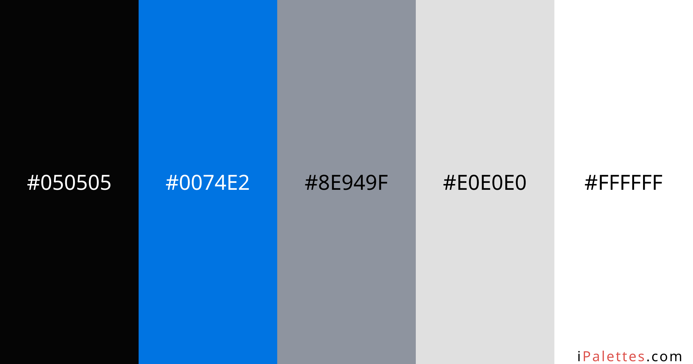 Deviantart Color Palette and colors #050505 #0074E2 #8E949F #E0E0E0 # ...