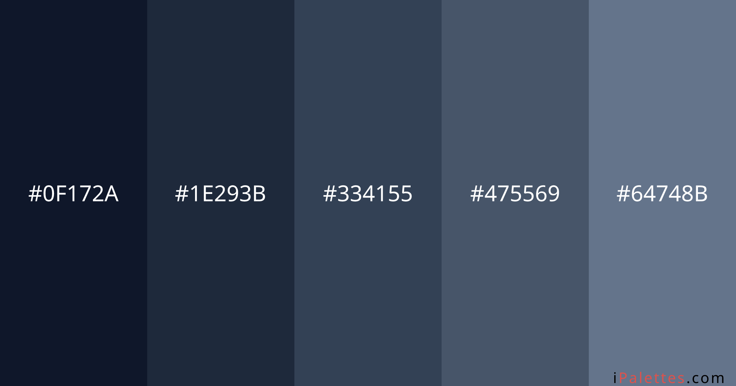 Biru dongker Color Palette and colors #0F172A #1E293B #334155 #475569 ...