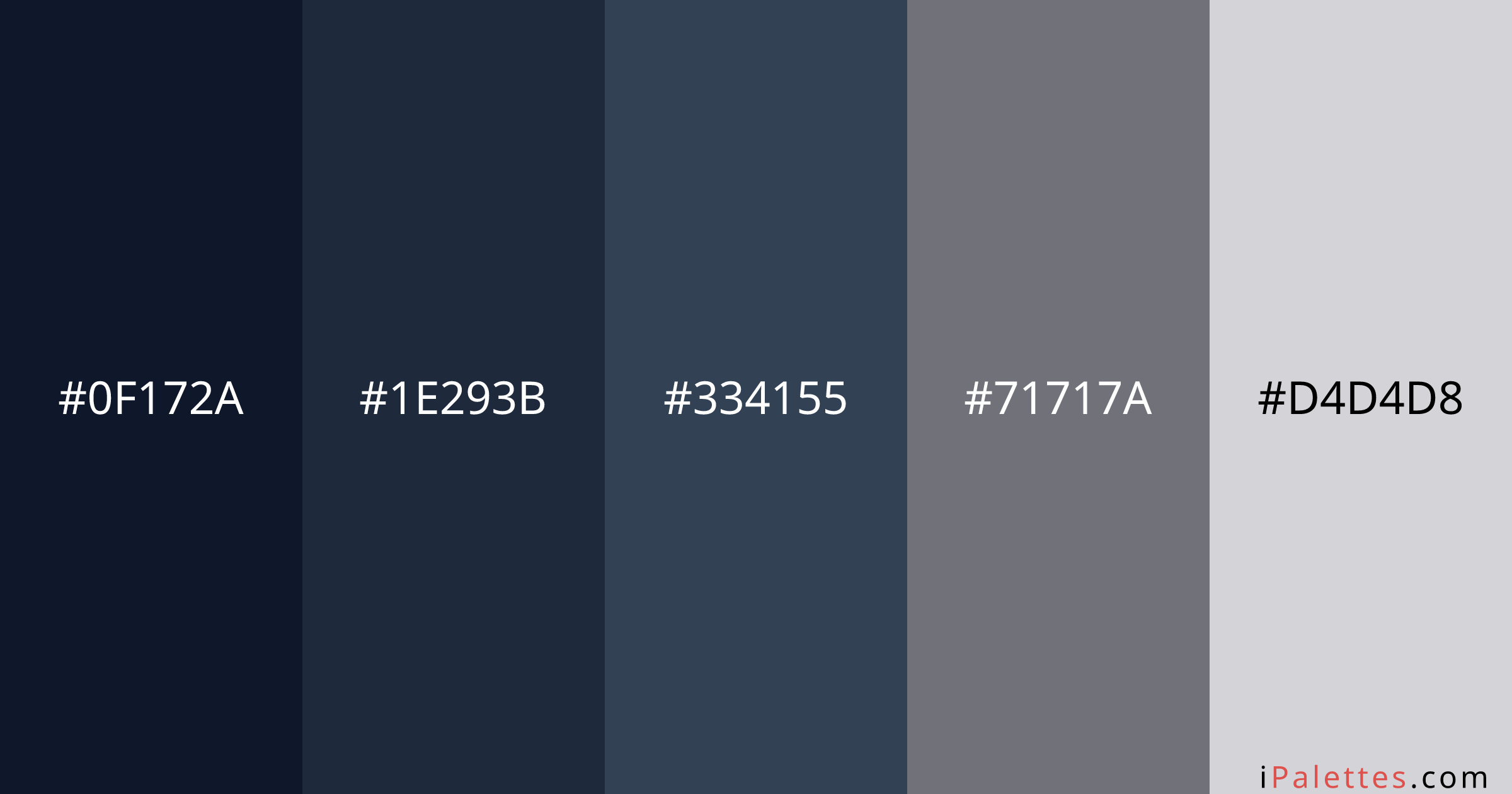Emo Color Palette and colors #0F172A #1E293B #334155 #71717A #D4D4D8 ...