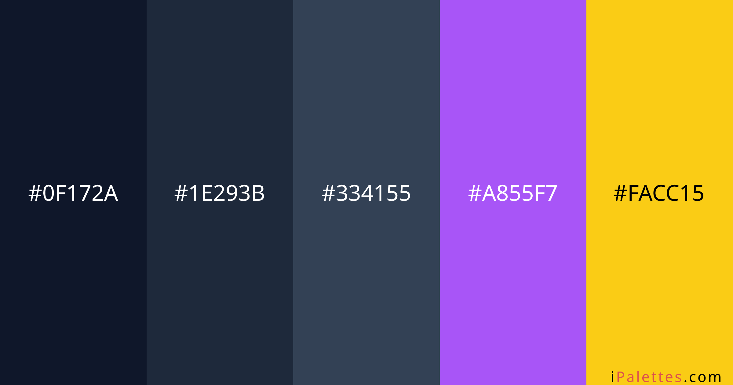 Magician Color Palette and colors #0F172A #1E293B #334155 #A855F7 # ...