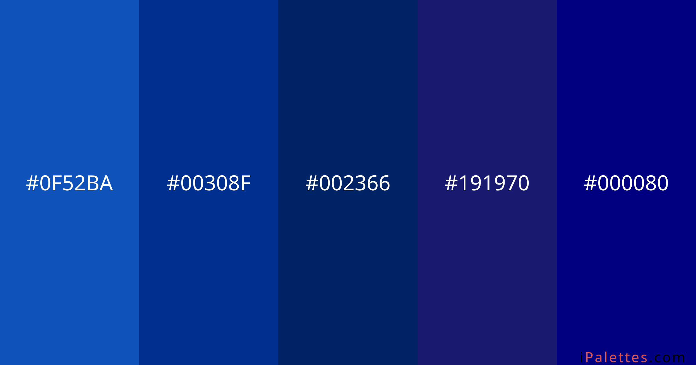 Valentine Serene Sapphire Color Palette and colors #0F52BA #00308F ...