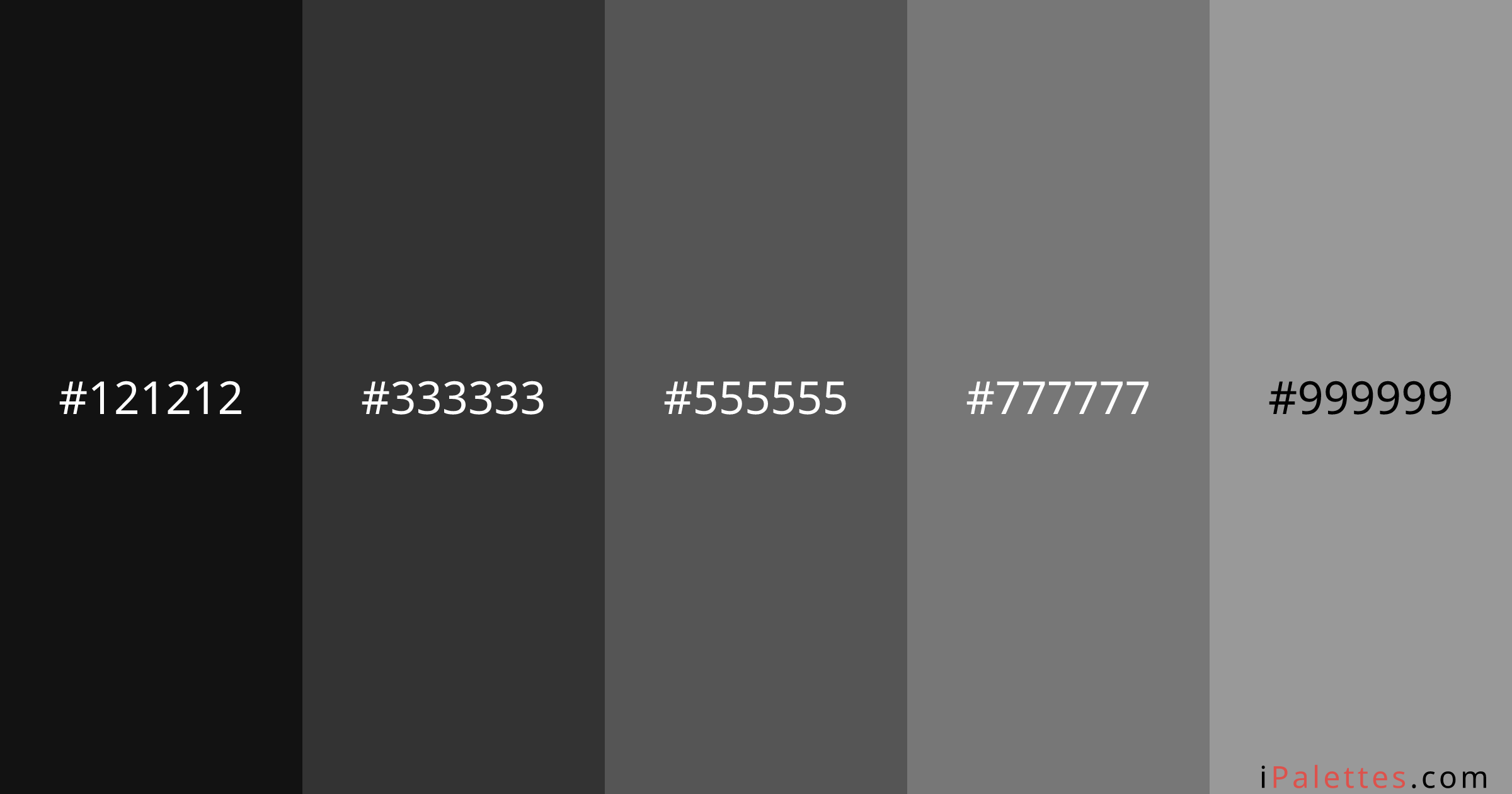 黑色 Color Palette and colors #121212 #333333 #555555 #777777 #999999 ...