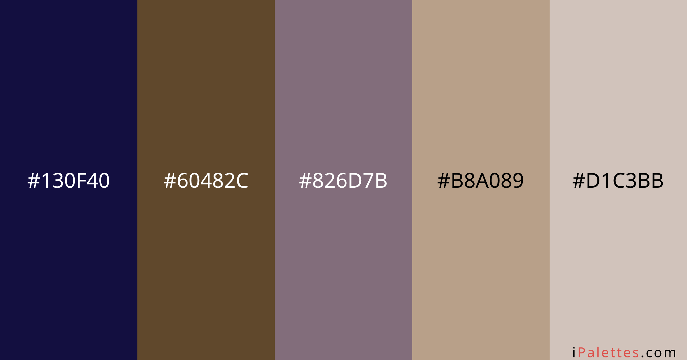 Navy blue brown gray Color Palette and colors #130f40 #60482c #826d7b # ...