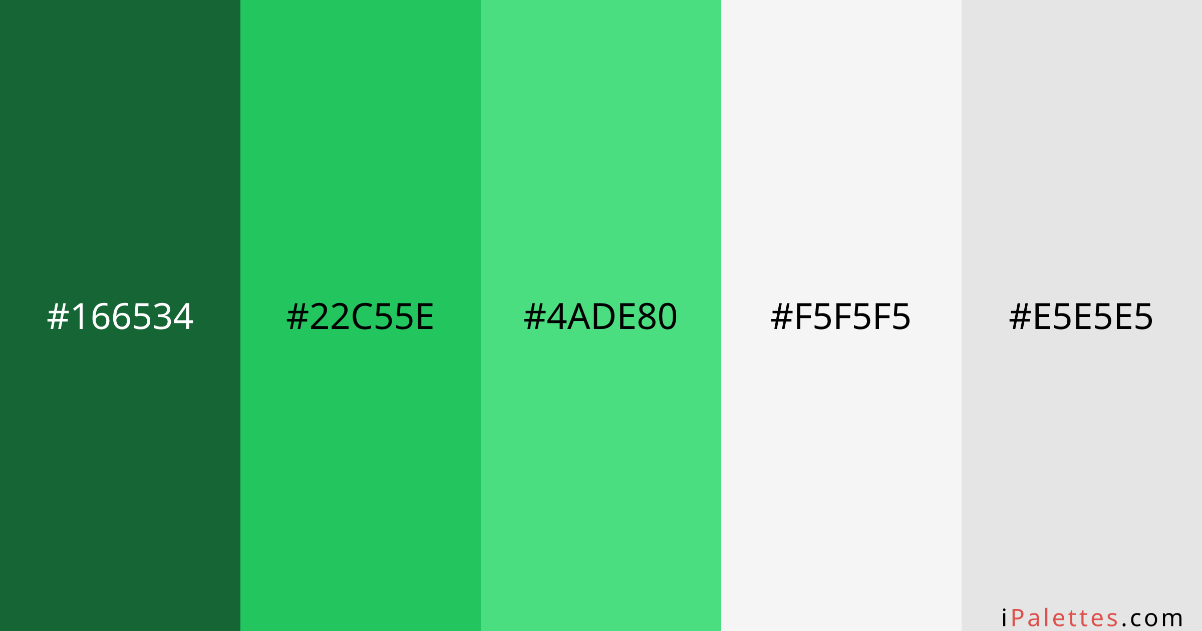 Green and white Color Palette and colors #166534 #22C55E #4ADE80 # ...