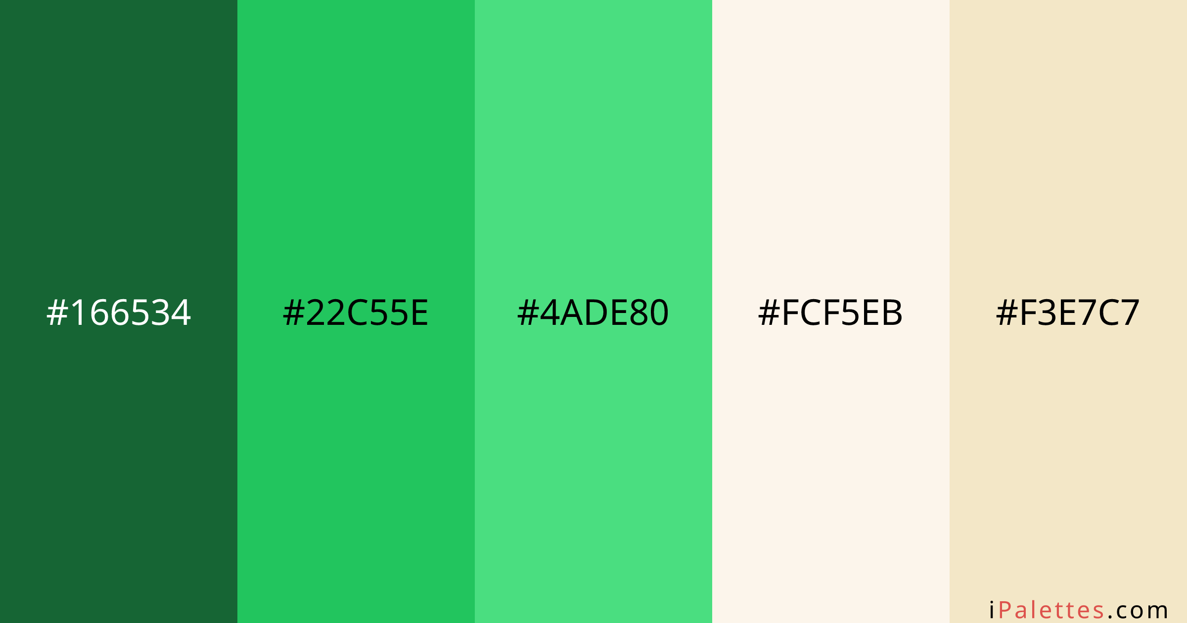 Green and cream Color Palette and colors #166534 #22C55E #4ADE80 # ...