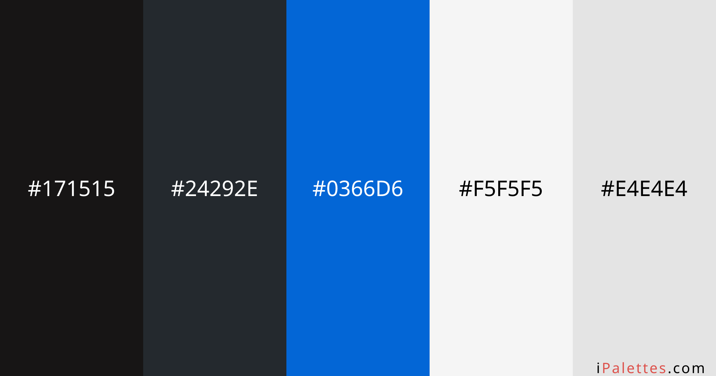 Github Color Palette and colors #171515 #24292e #0366d6 #f5f5f5 #e4e4e4 ...