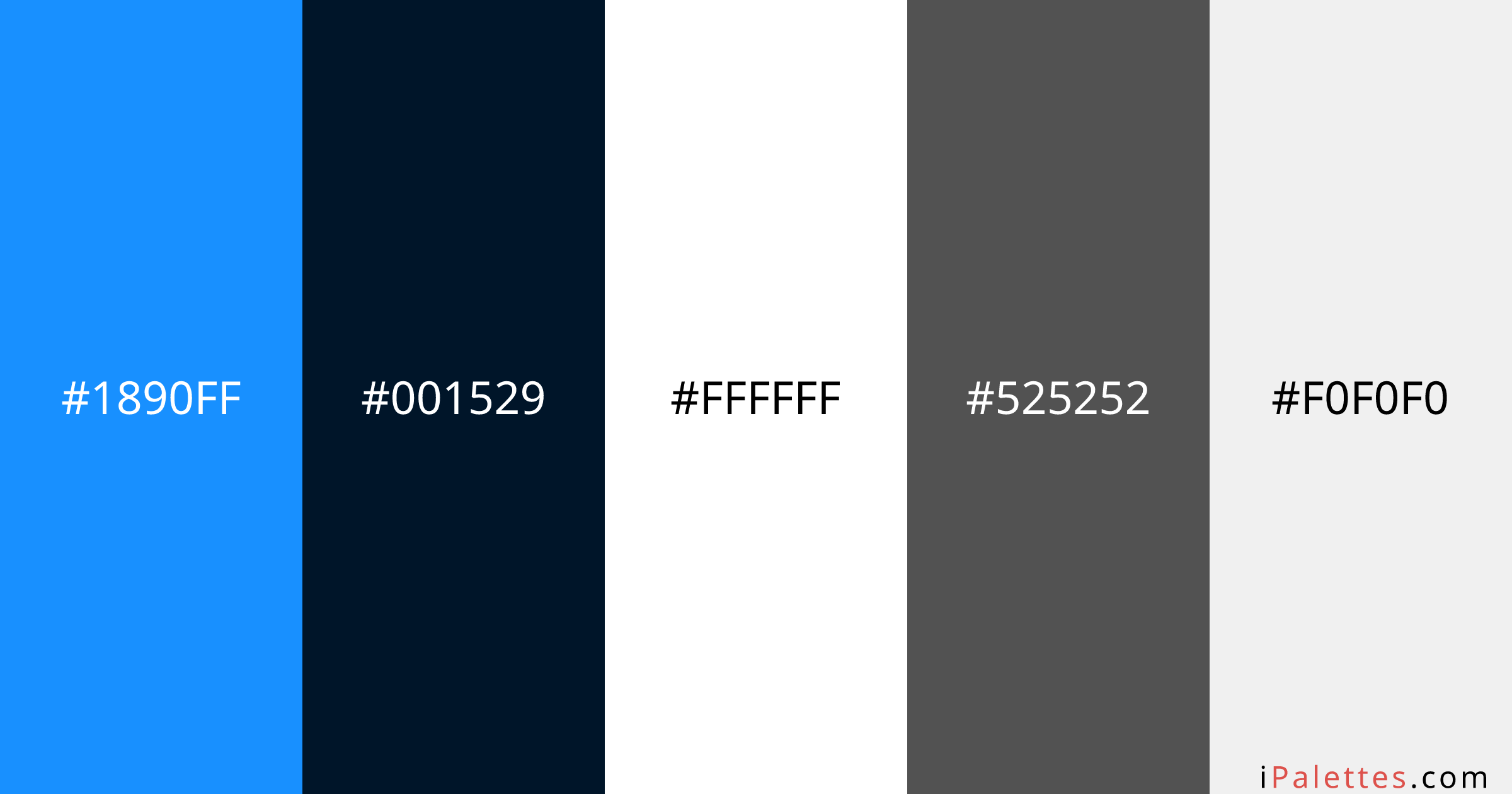 Antd Color Palette and colors #1890ff #001529 #ffffff #525252 #f0f0f0 ...