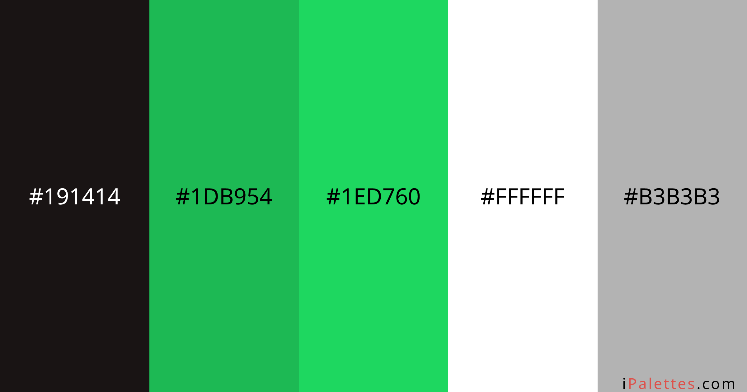 Spotify Color Palette and colors #191414 #1DB954 #1ED760 #FFFFFF # ...
