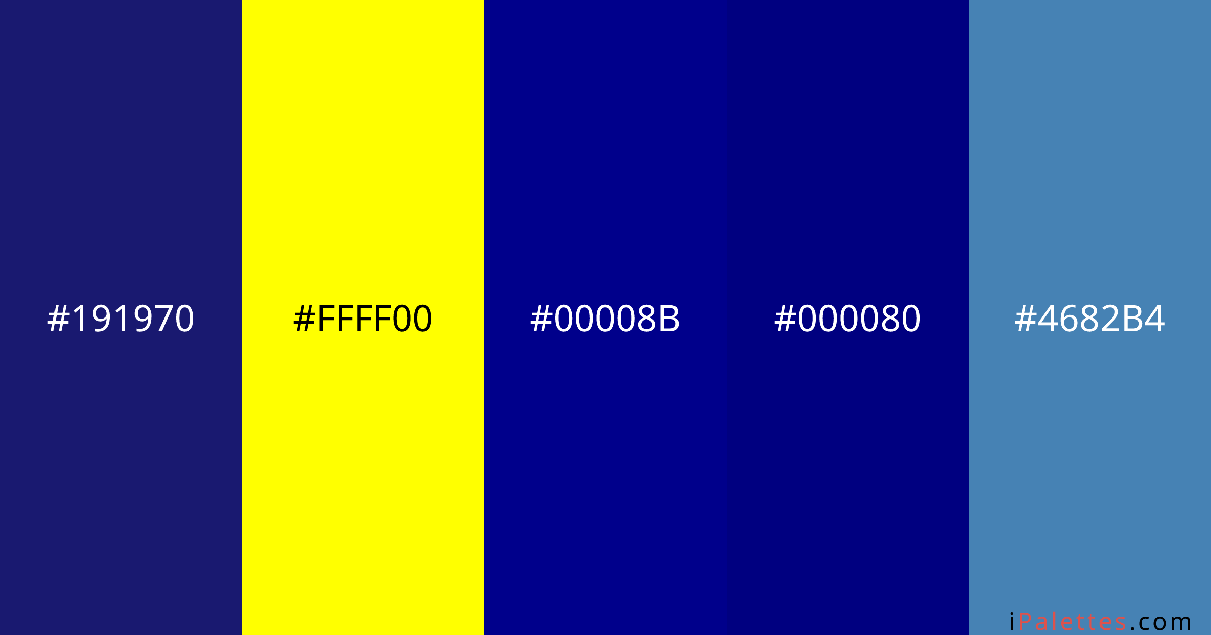 Starry Night Color Palette and colors #191970 #FFFF00 #00008B #000080 ...