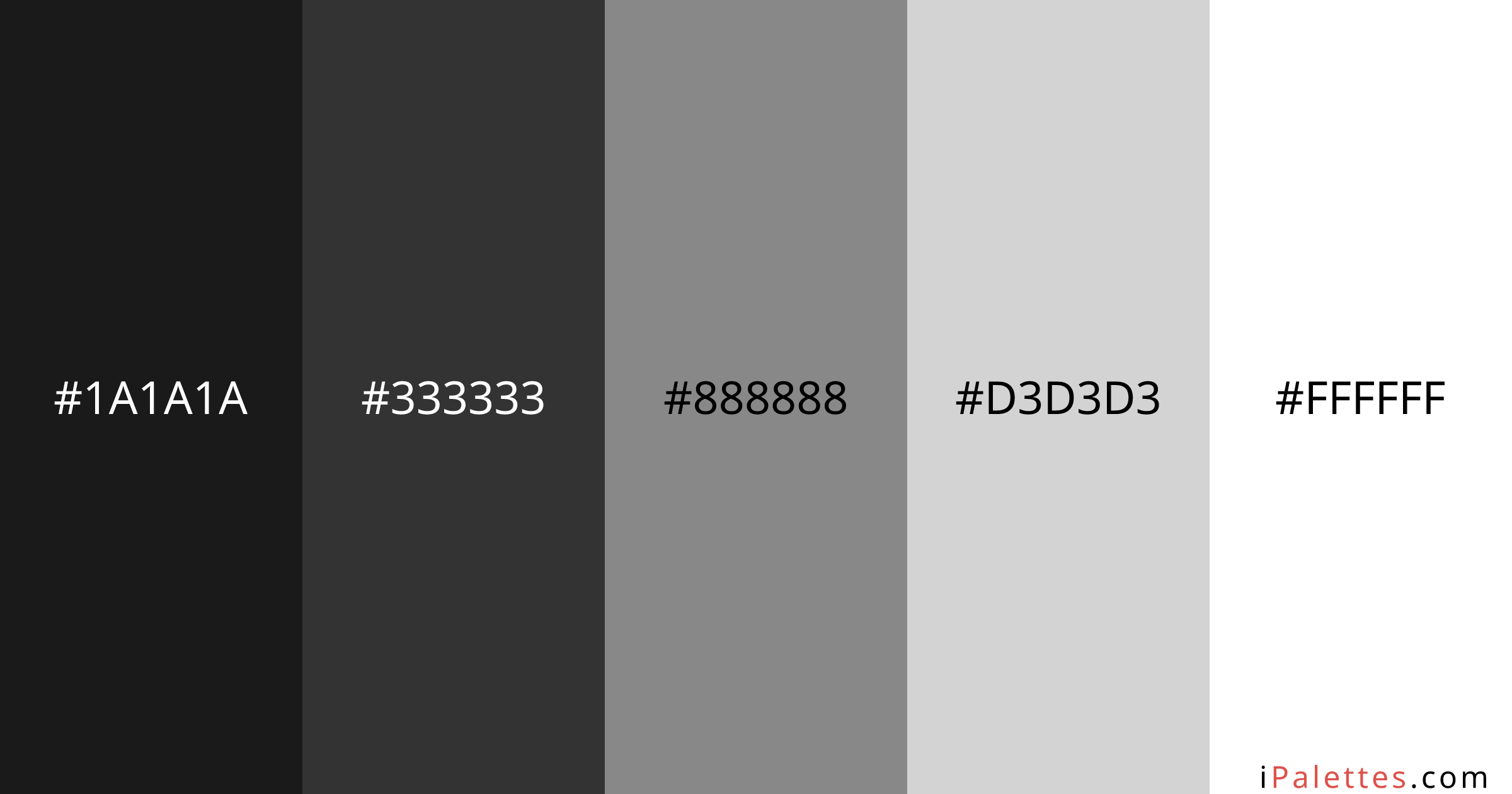 Movie Color Palette and colors #1A1A1A #333333 #888888 #D3D3D3 #FFFFFF ...