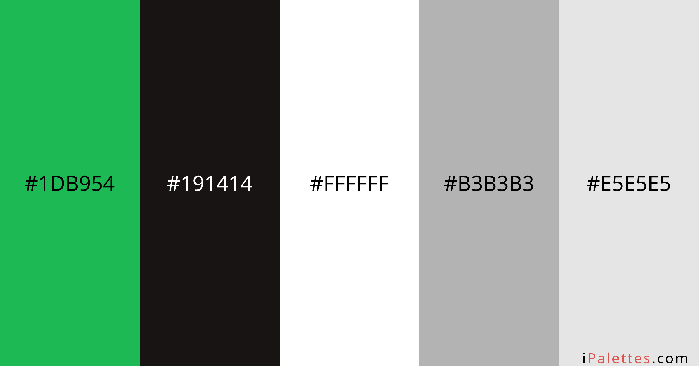 Spotify Color Color Palette and colors #1DB954 #191414 #FFFFFF #B3B3B3 ...