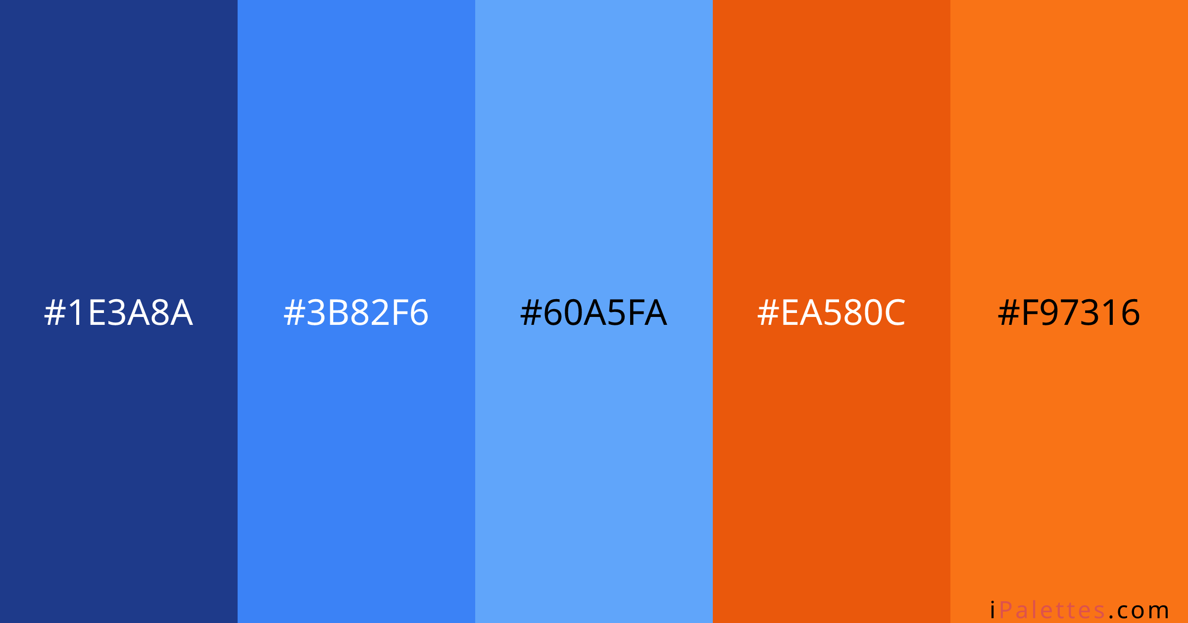 Blue orange Color Palette and colors #1E3A8A #3B82F6 #60A5FA #EA580C # ...