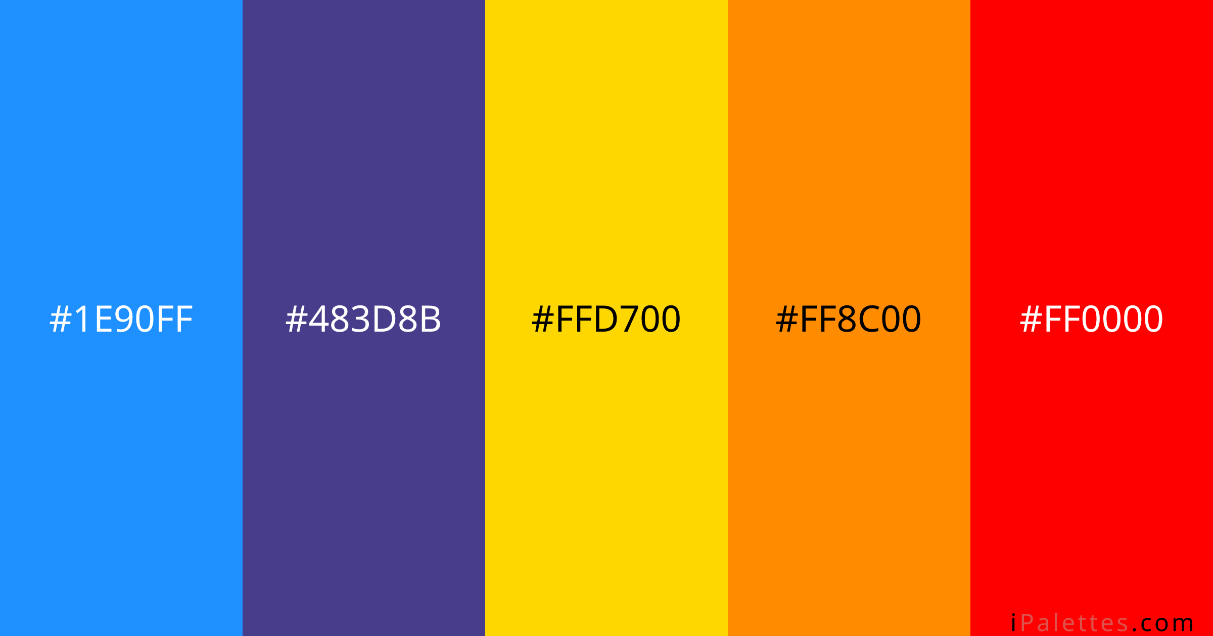Visionary Color Palette and colors #1E90FF #483D8B #FFD700 #FF8C00 # ...