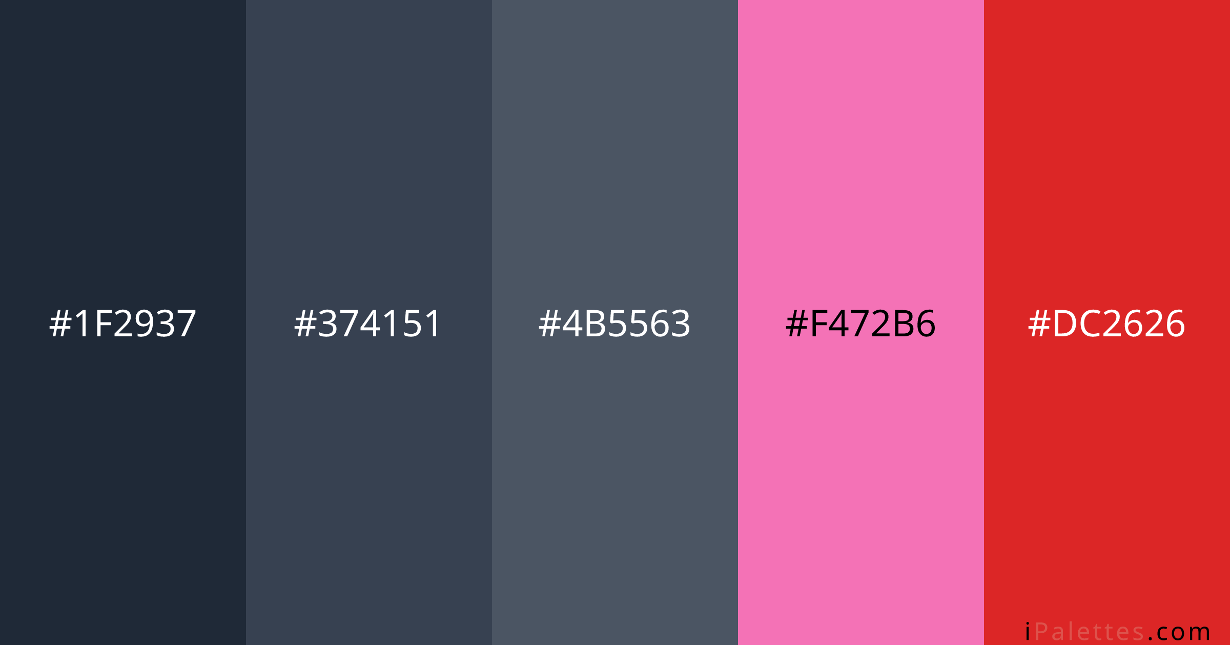 Fnaf Color Palette and colors #1F2937 #374151 #4B5563 #F472B6 #DC2626 ...