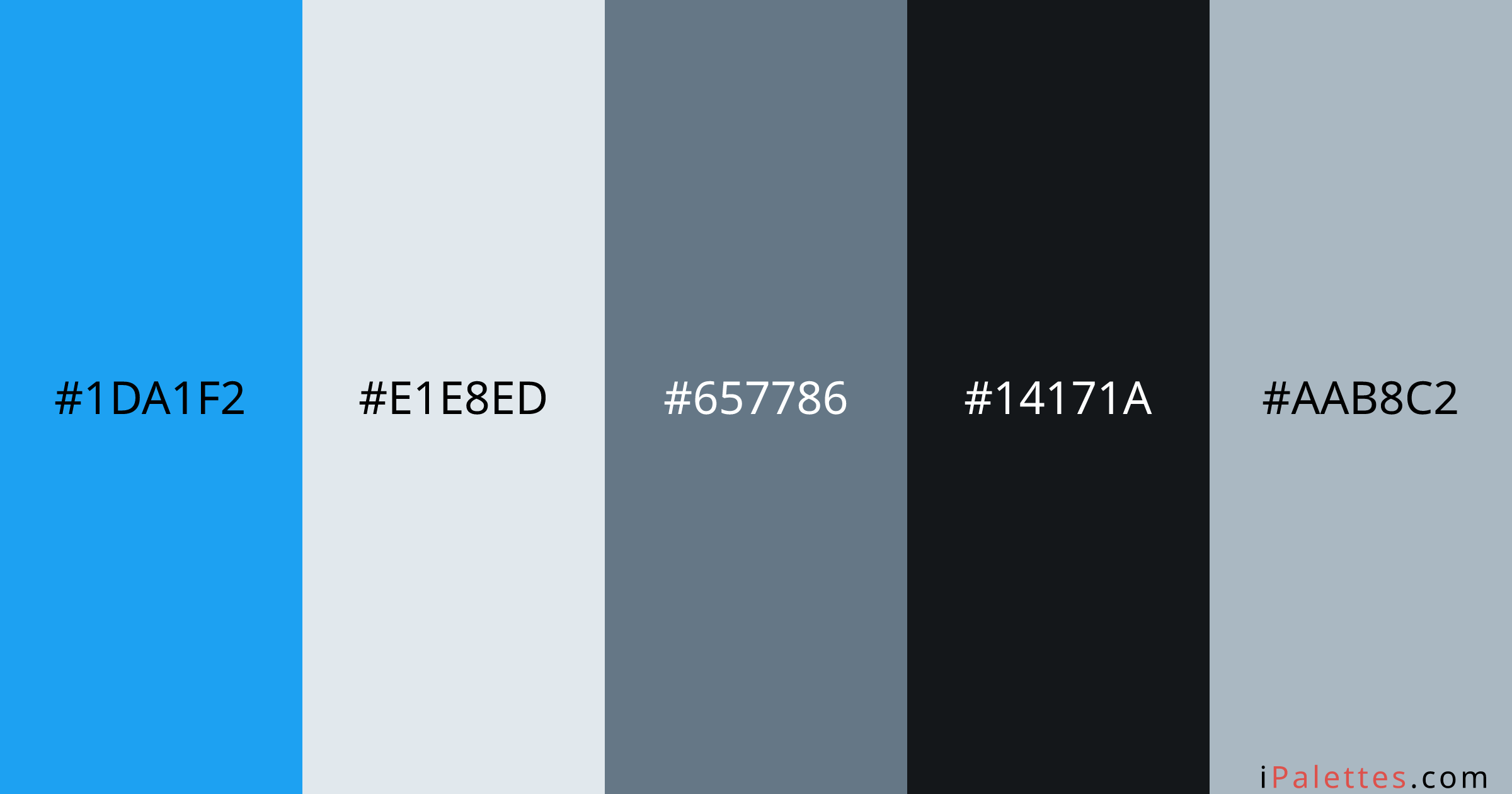 Twitter Color Palette and colors #1da1f2 #e1e8ed #657786 #14171a # ...