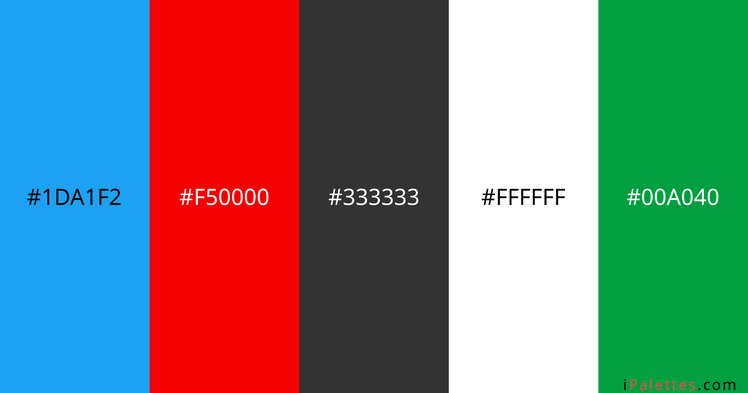 Nike Color Palette and colors #1da1f2 #f50000 #333333 #ffffff #00a040 ...