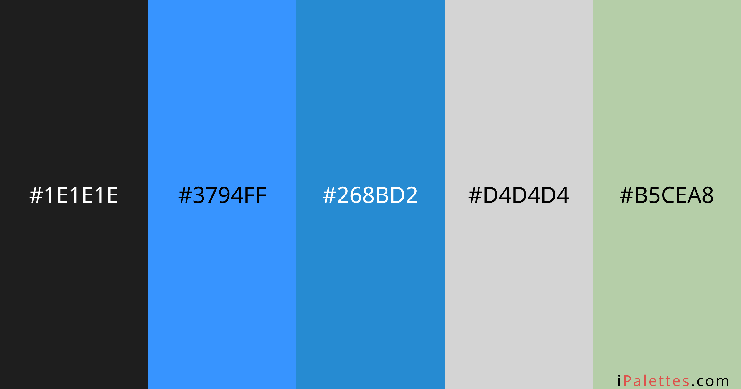 Vscode Color Palette and colors #1e1e1e #3794ff #268bd2 #d4d4d4 #b5cea8 ...