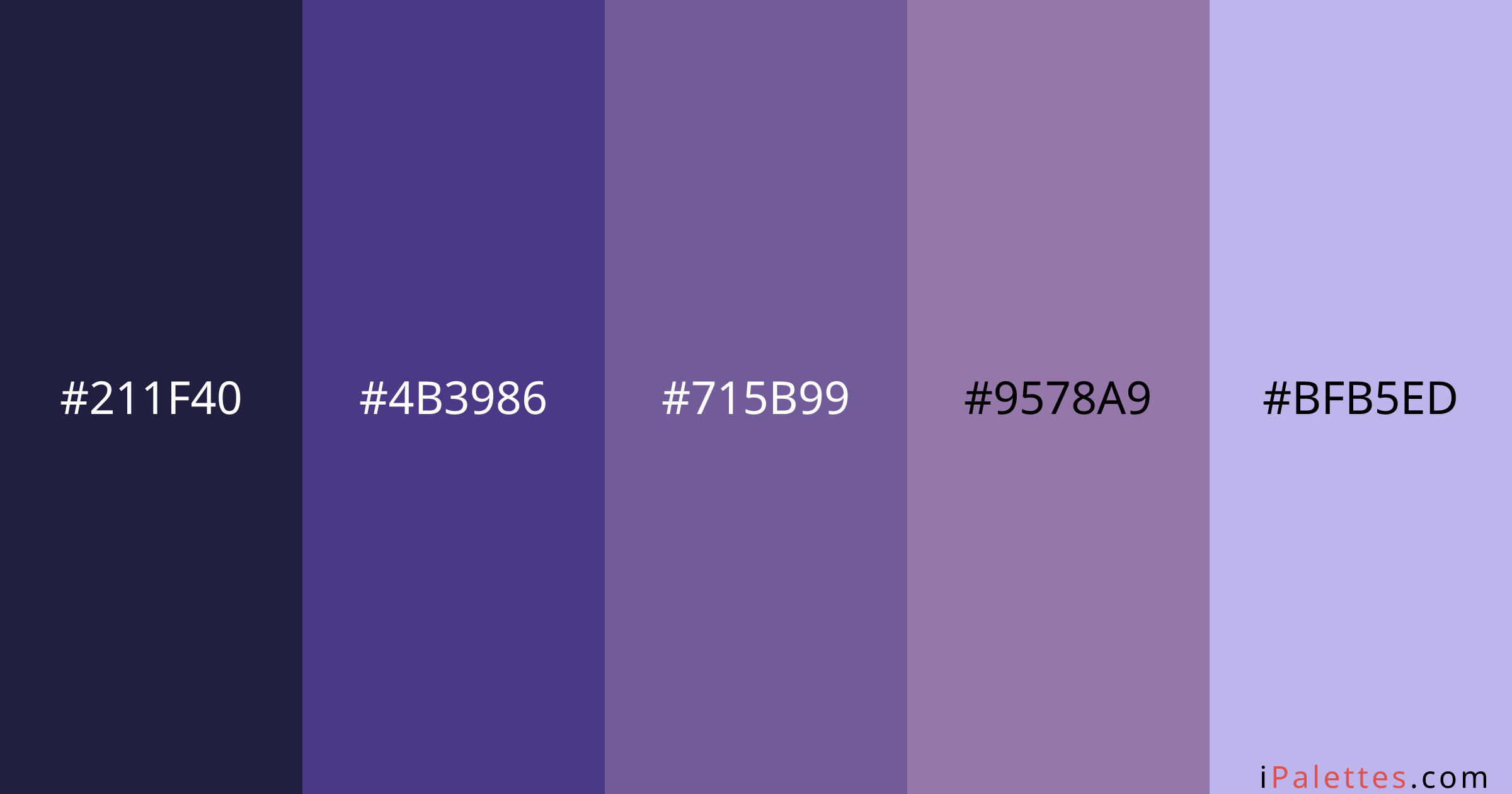 Element darkness Color Palette and colors #211f40 #4b3986 #715b99 ...